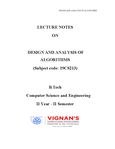 Design And Analysis Of Algorithms - 19CS213 - Vignan's - Studocu