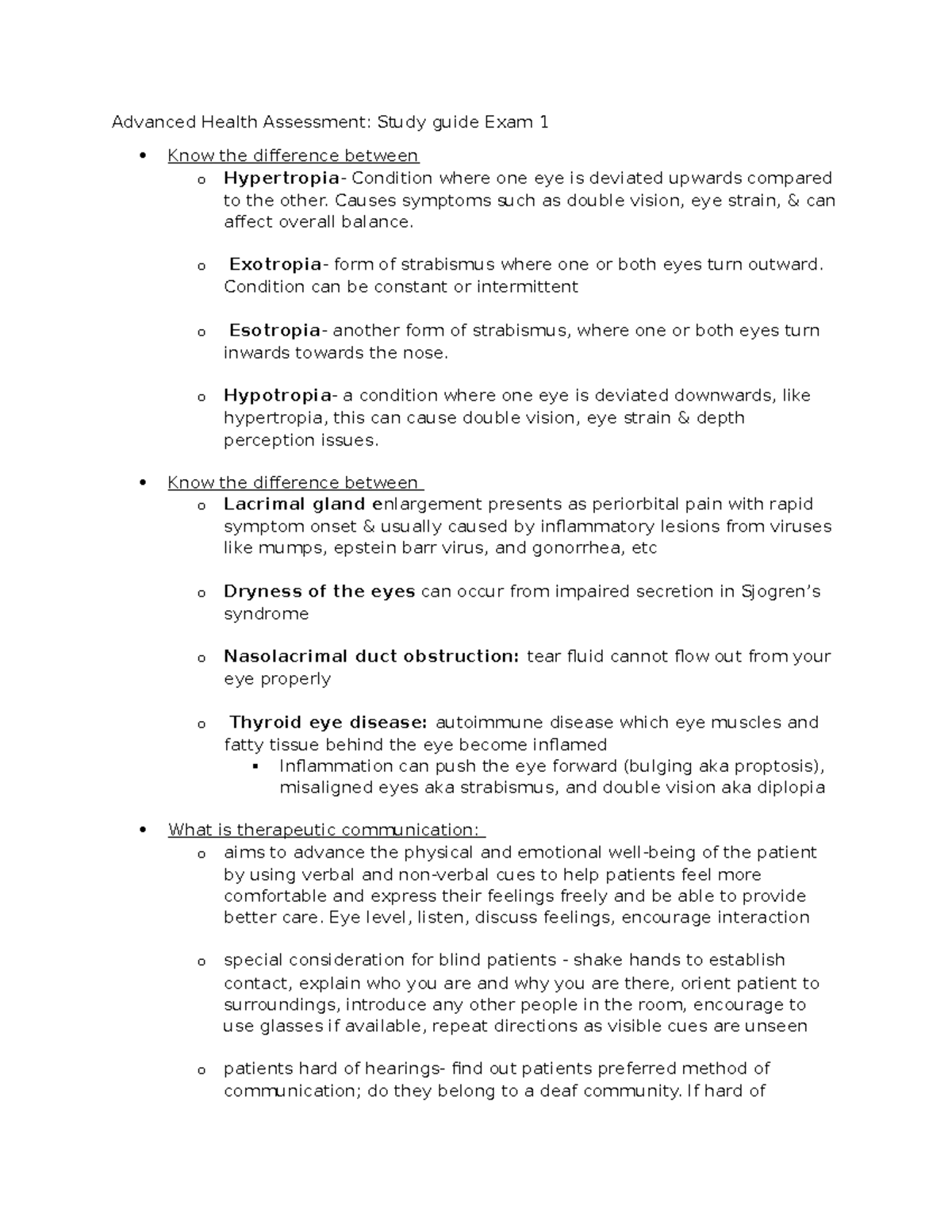 Advanced health assessment study guide 1 - Advanced Health Assessment ...