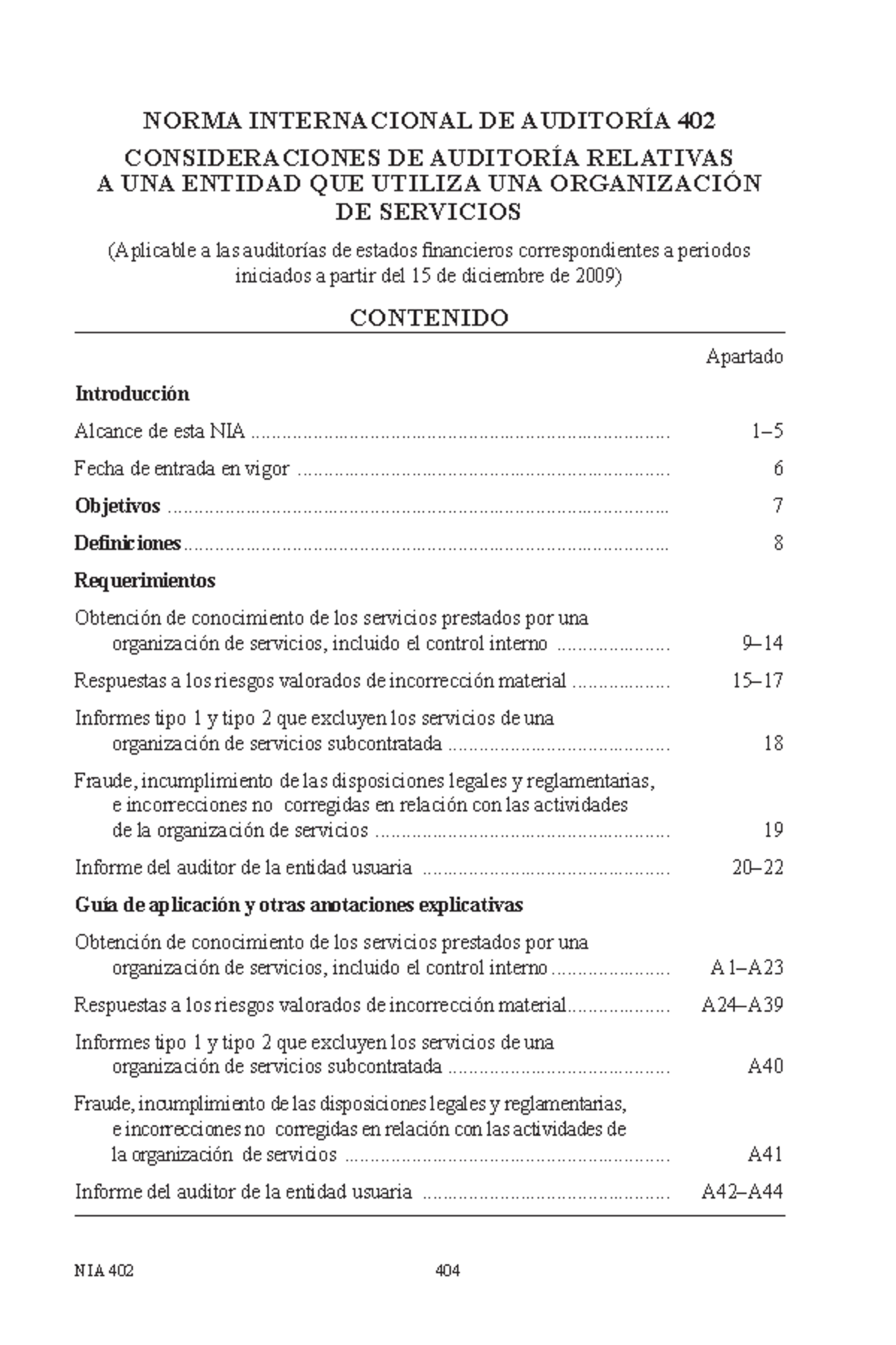 Nia 402 y 450 - Nia 402 - NORMA INTERNACIONAL DE AUDITORÍA 402 ...