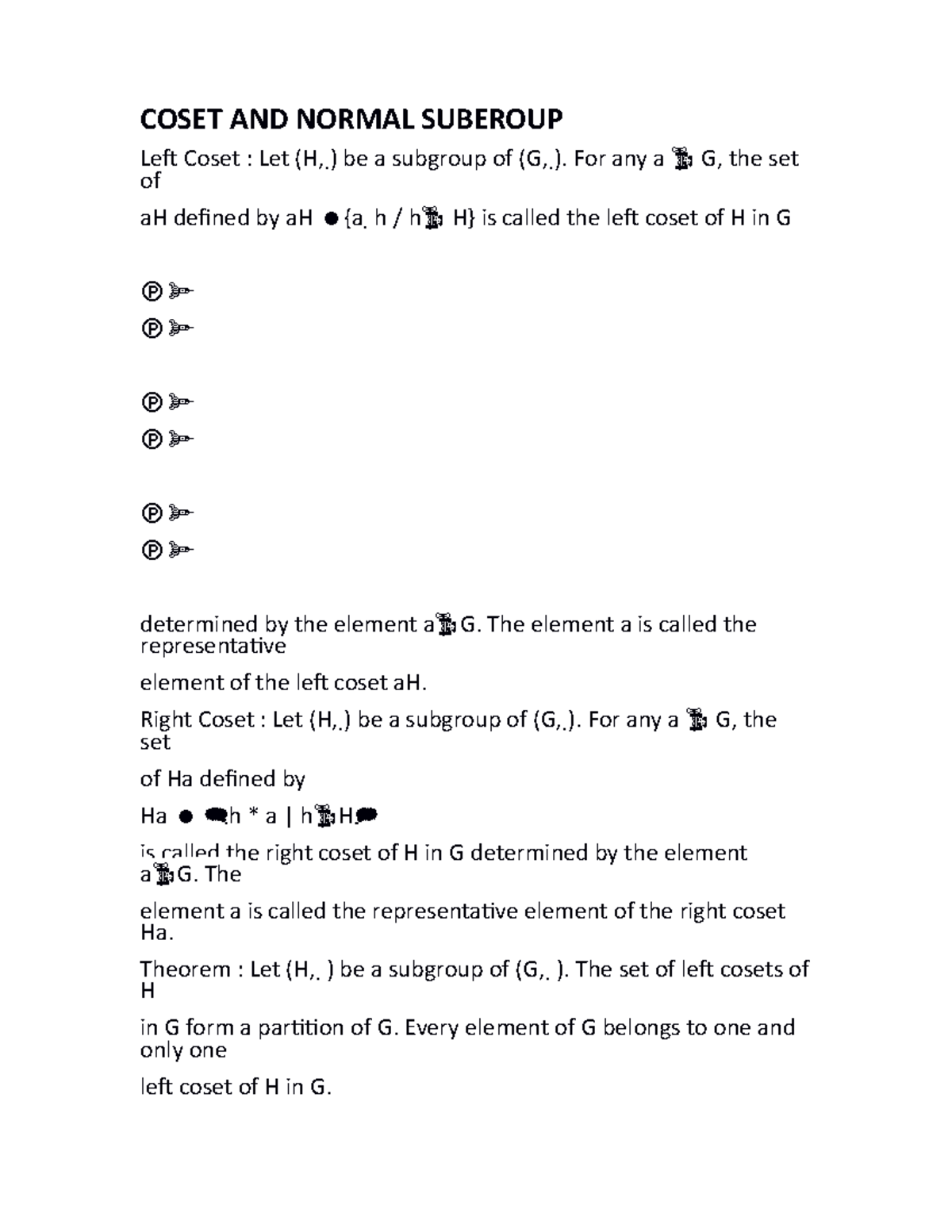 Coset AND Normal Suberoup - COSET AND NORMAL SUBEROUP Left Coset : Let ...