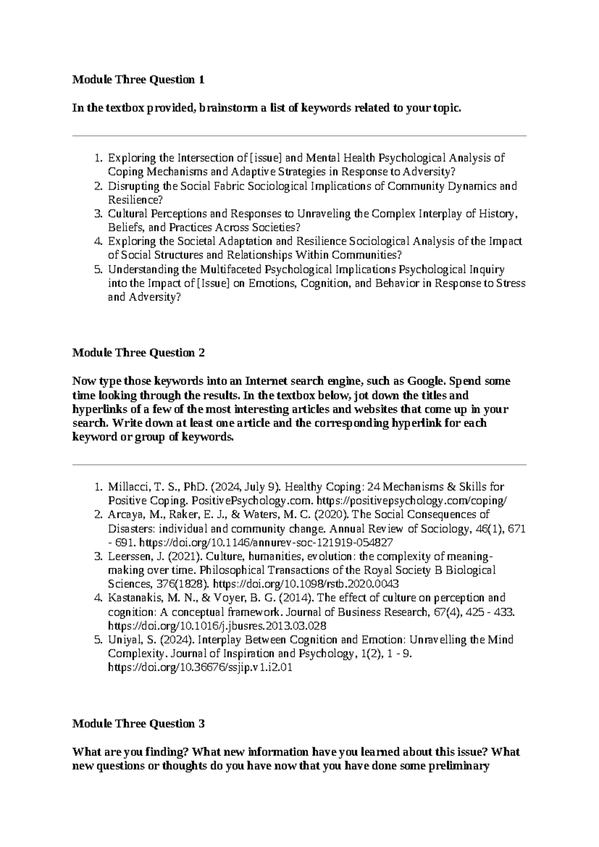 3-1 Module Three Short Response - Module Three Question 1 In the textbox provided, brainstorm a ...