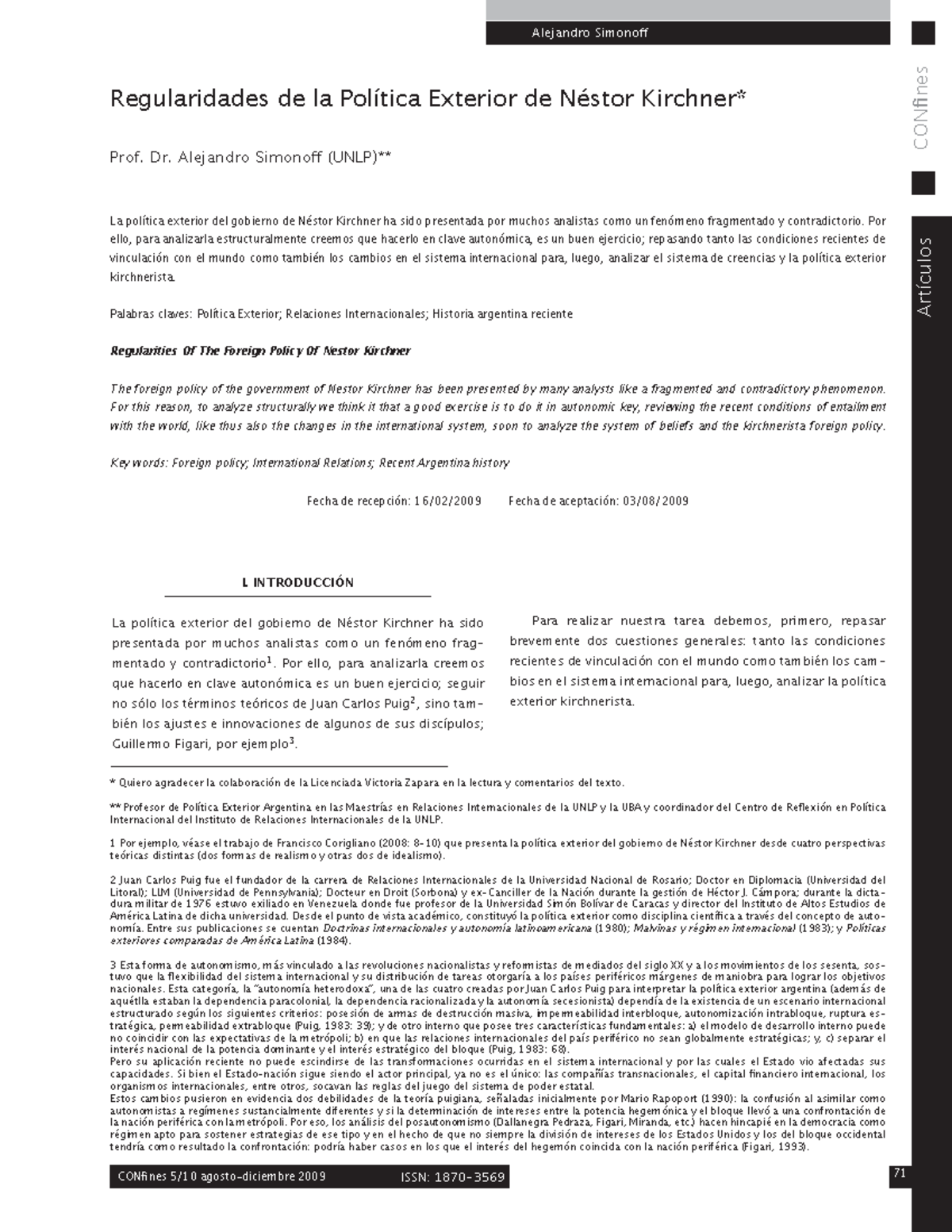 Simonoff, Alejandro - Regularidades de la Polìtica Exterior de Nestos ...