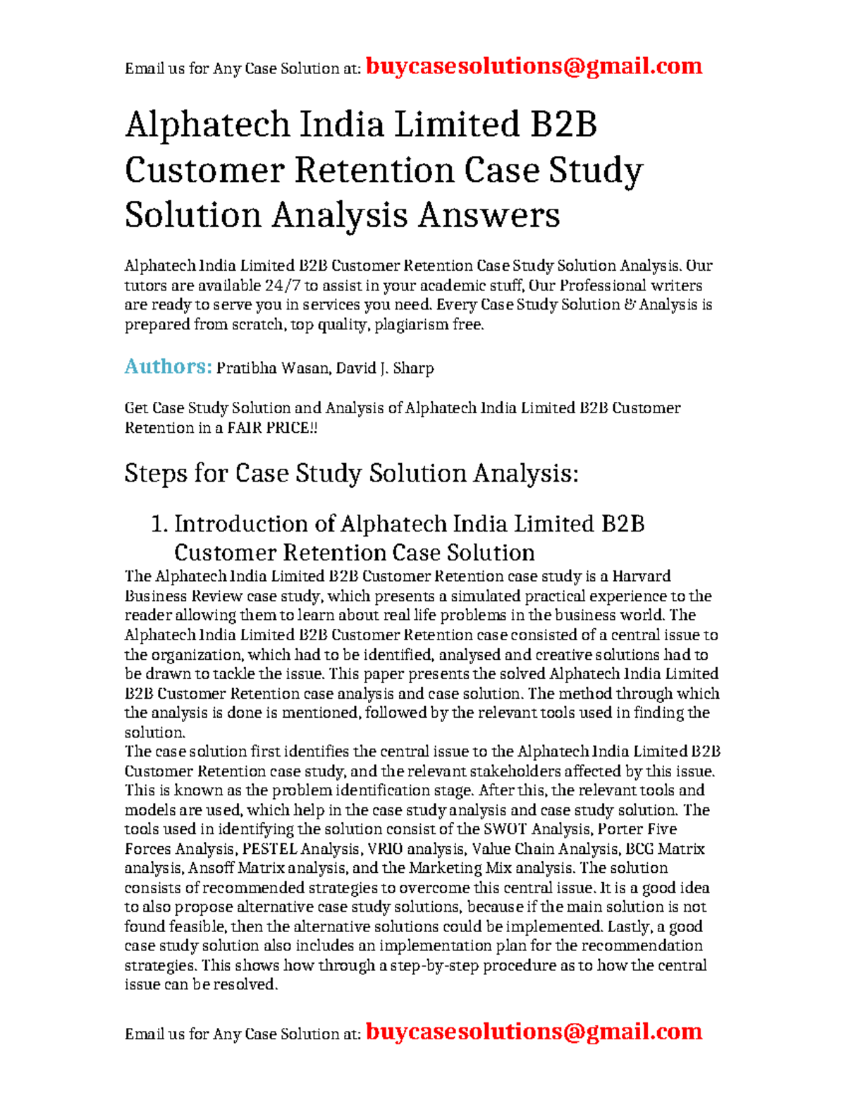 Case Solution Alphatech India Limited B2B Customer Retention ...