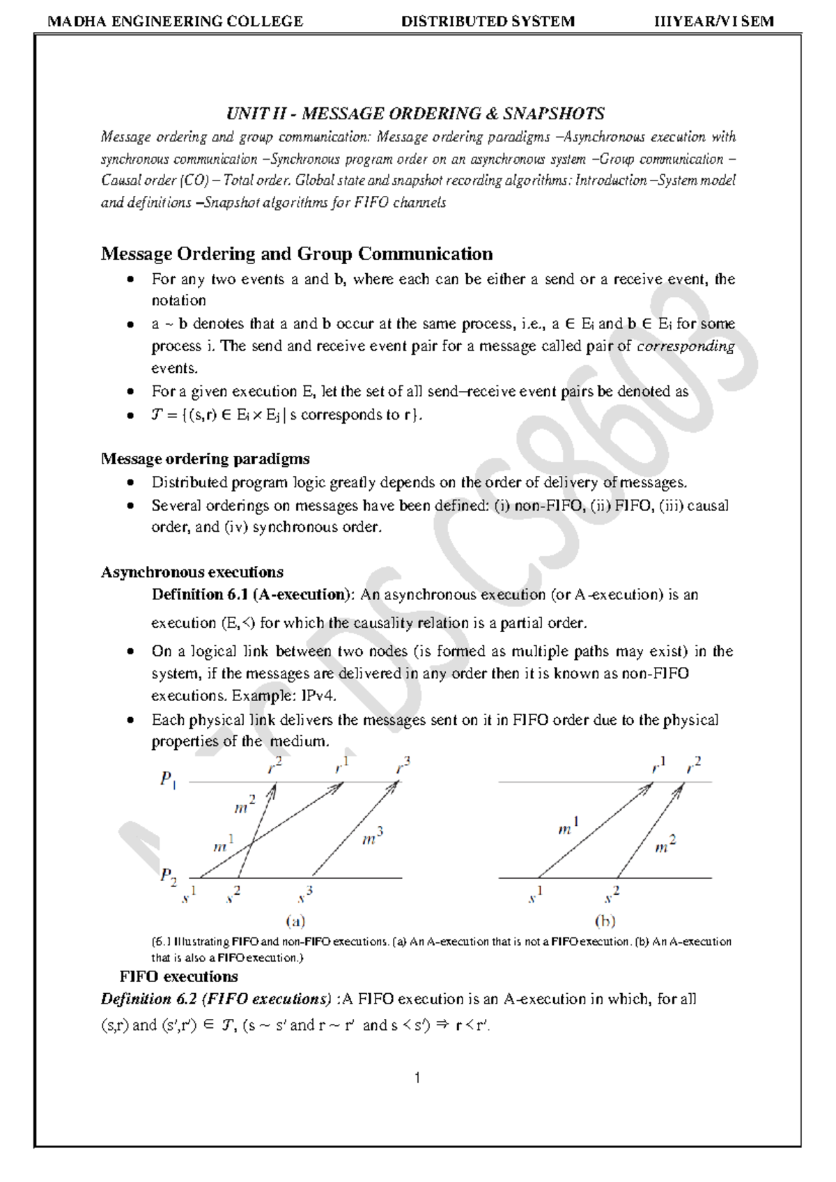 DS UNIT2 CS8603-converted 230222 185657 - UNIT II - MESSAGE ORDERING ...