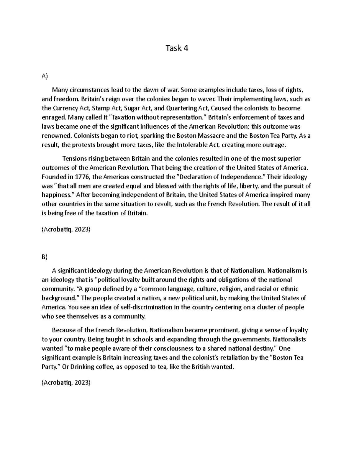Task 4 The Making of Modern America - Task 4 A) Many circumstances lead ...