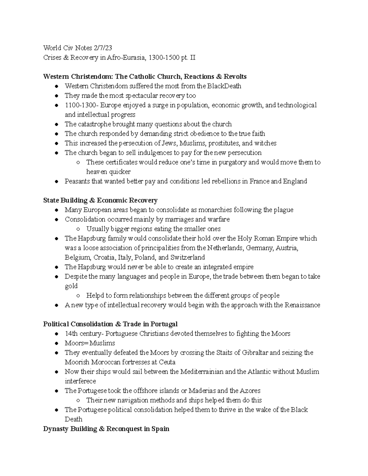 World Civ Notes 2/7/23 - World Civ Notes 2/7/ Crises & Recovery in Afro ...