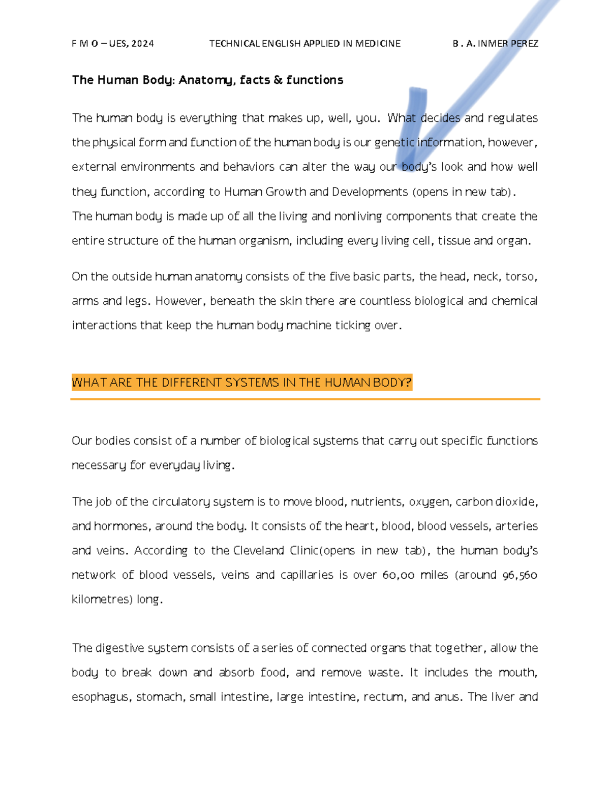 The Human Body Ii Material De Anatomía En Inglés The Human Body