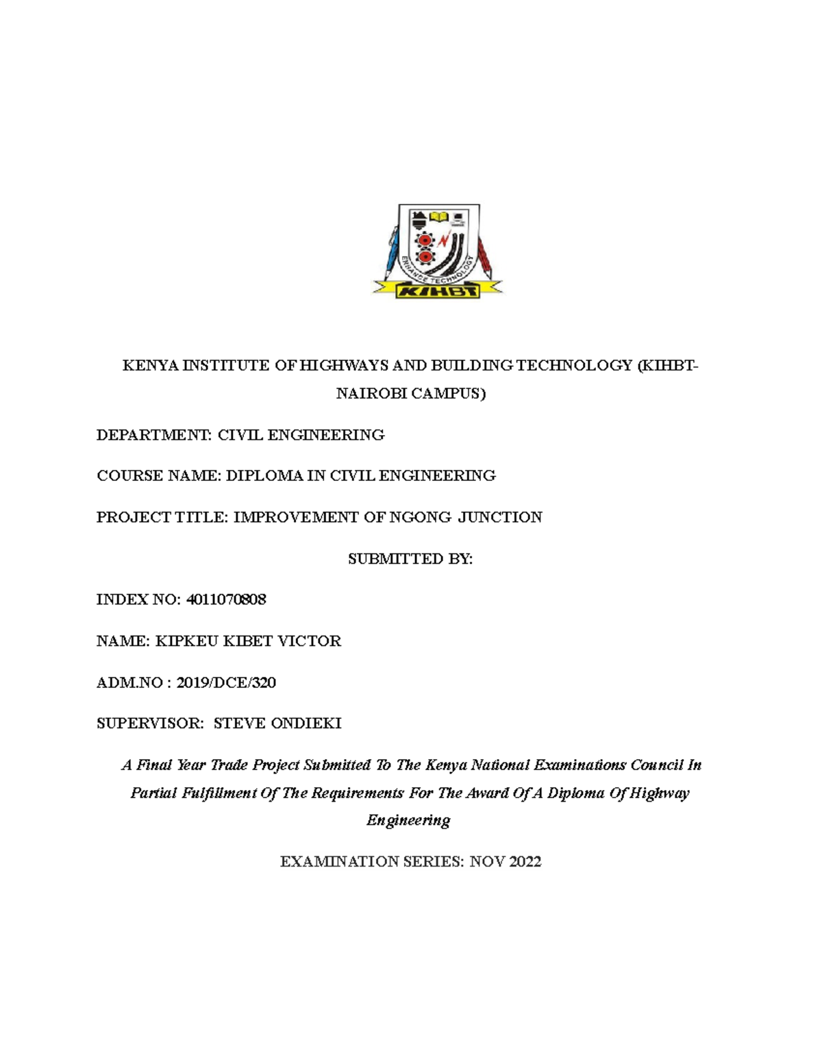 4011070808 2707 305 Trade 2022 3 - KENYA INSTITUTE OF HIGHWAYS AND ...