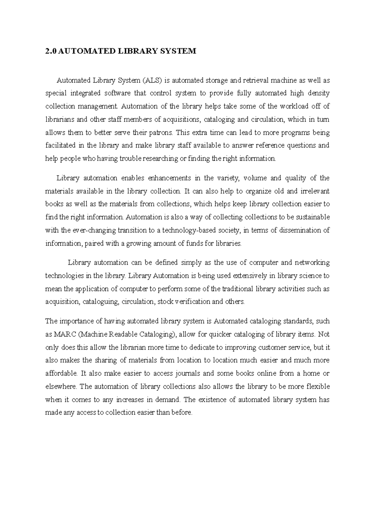 Group project - Grade: A - 2 AUTOMATED LIBRARY SYSTEM Automated Library ...