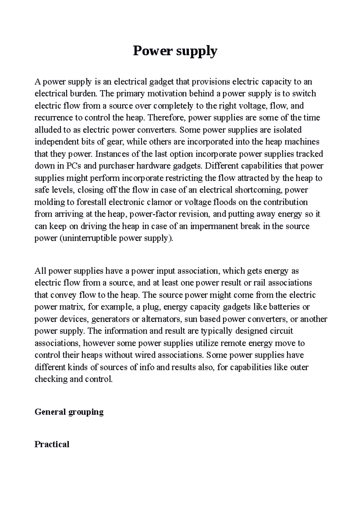 Power supply - Ifan - Power supply A power supply is an electrical ...