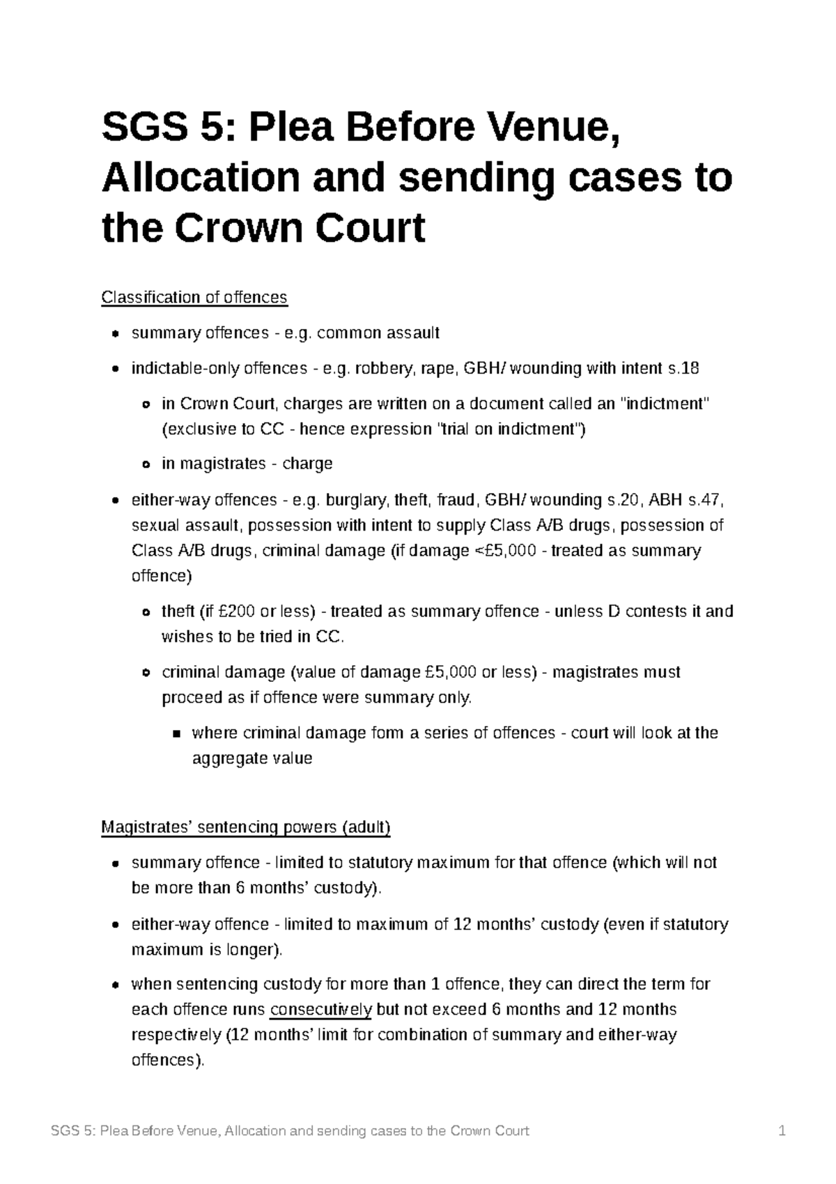 Plea before Venue and Allocation - SGS 5: Plea Before Venue, Allocation ...