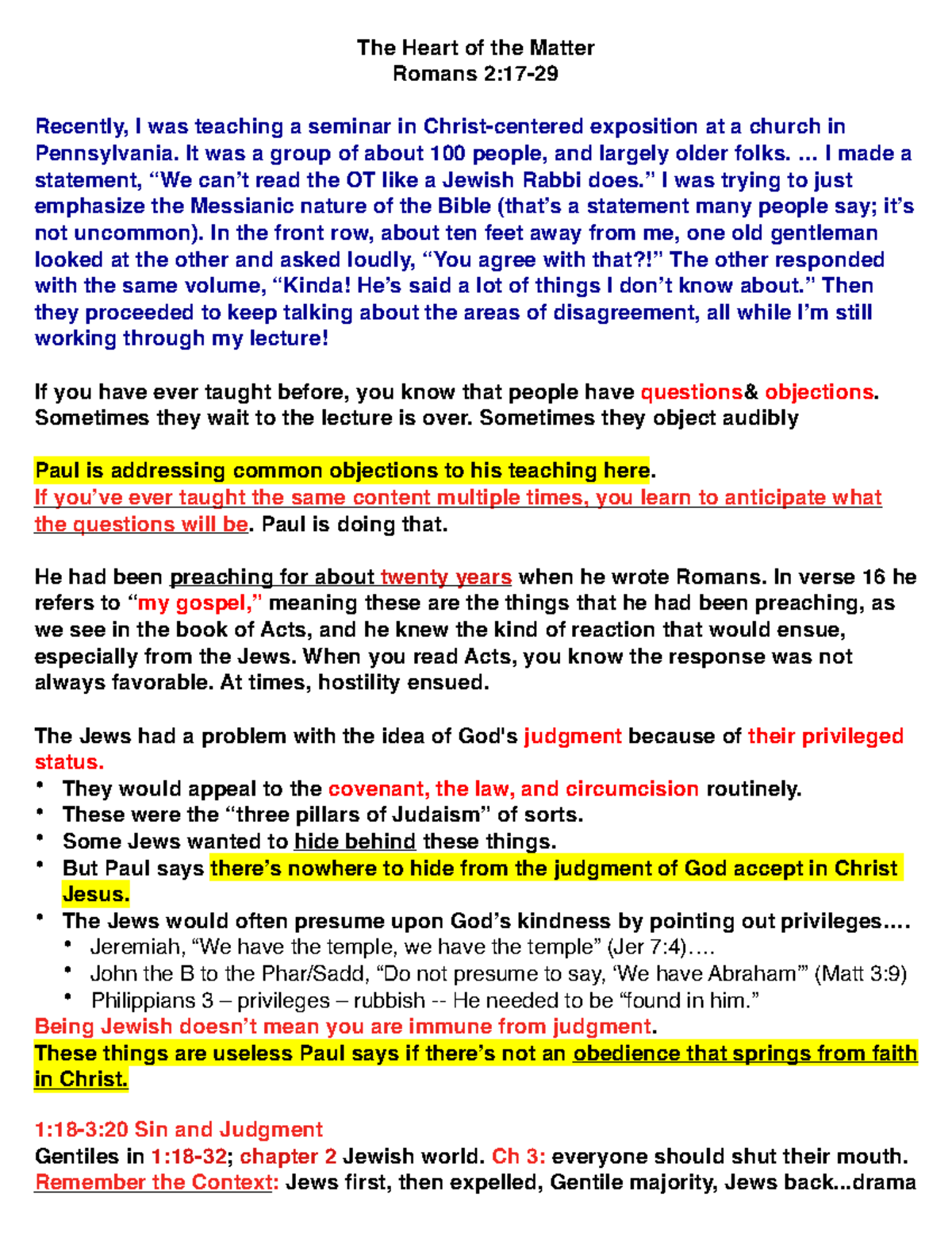 Romans-2 - I love to study. - The Heart of the Matter Romans 2:17 ...