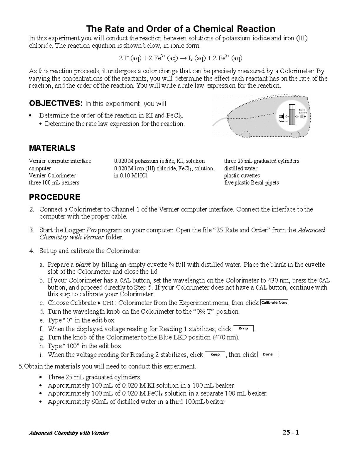 Rate and Order Comp Lab - The Rate and Order of a Chemical Reaction In ...