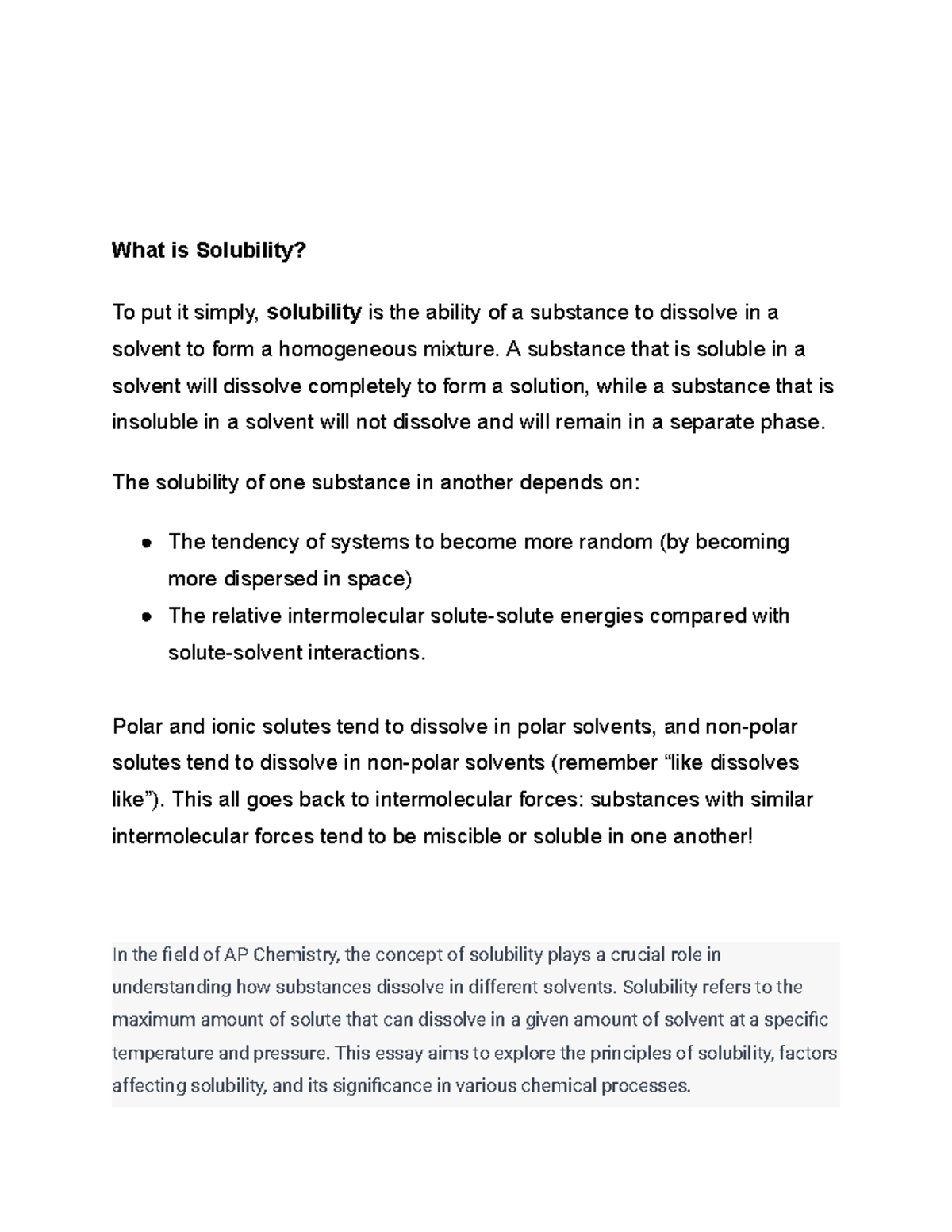 Unit 3 Dissolution of Substances in AP Chemistry - What is Solubility ...