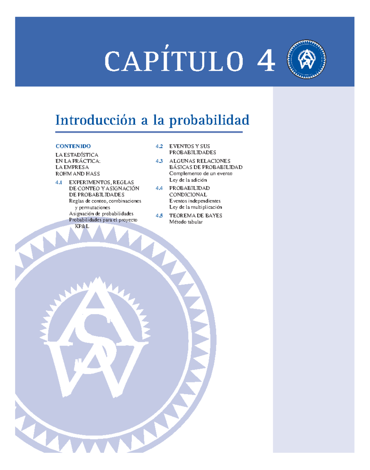 Cap 4. Introd. Prob. Anderson y Sweeney - Introducción a la probabilidad CAPÍTULO 4 ...