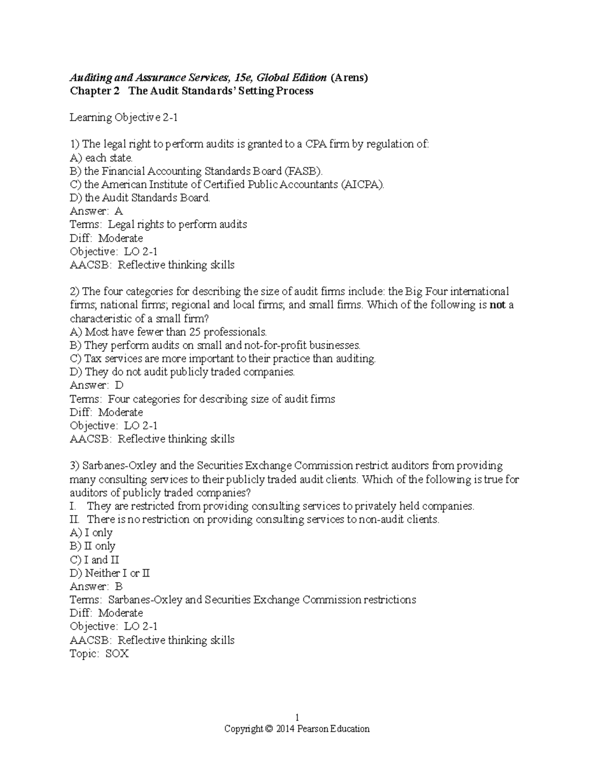 Chapter 2 GE - CIX1001 - Auditing and Assurance Services, 15e, Global ...