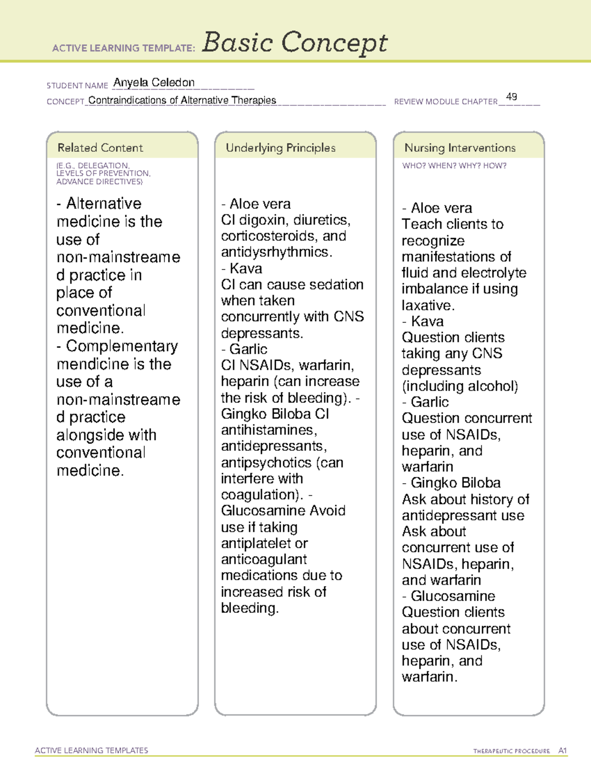 CI for Alternative Therapies - NUR4636 - ACTIVE LEARNING TEMPLATES ...