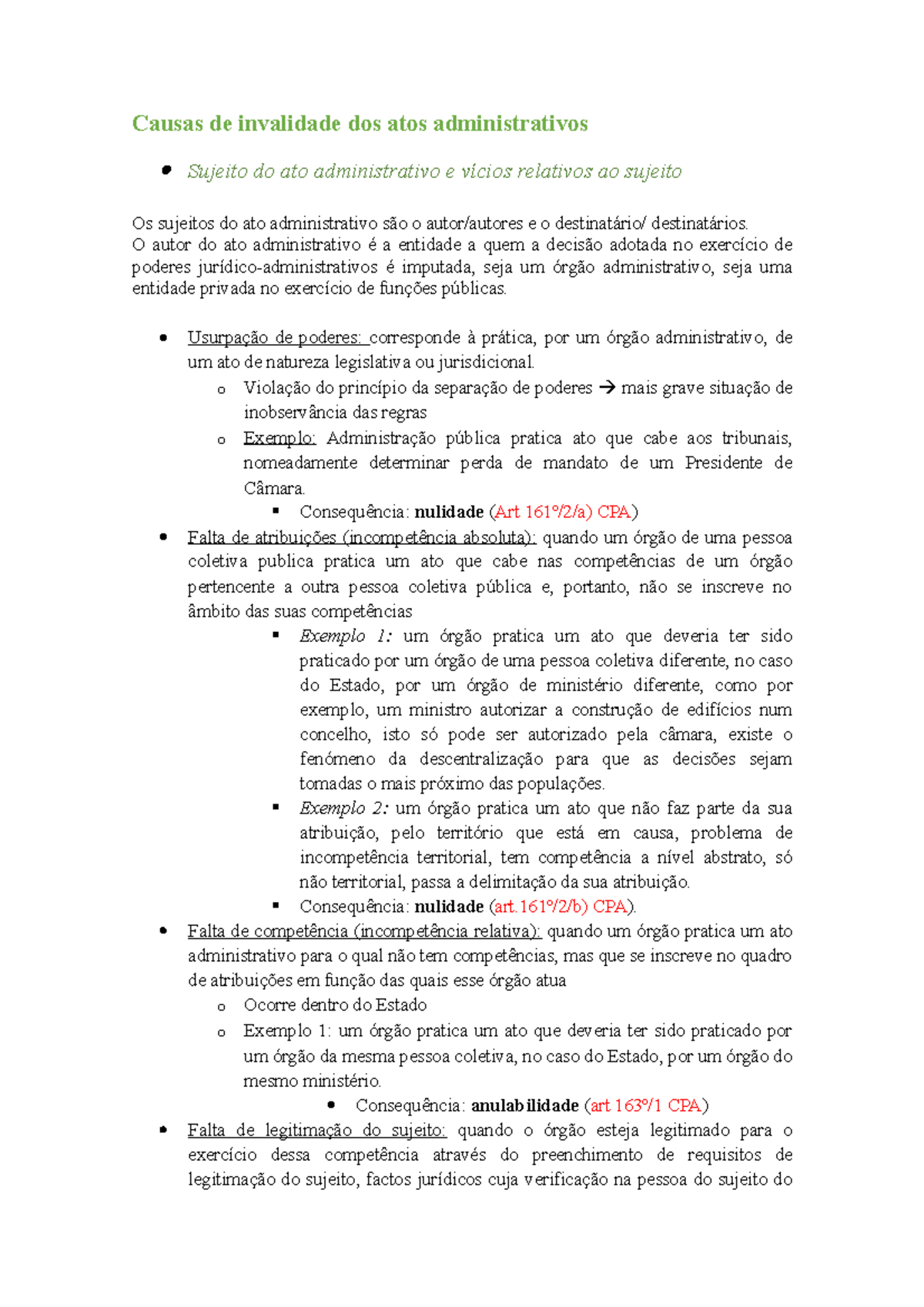 Causas de invalidade dos atos administrativos - O autor do ato ...