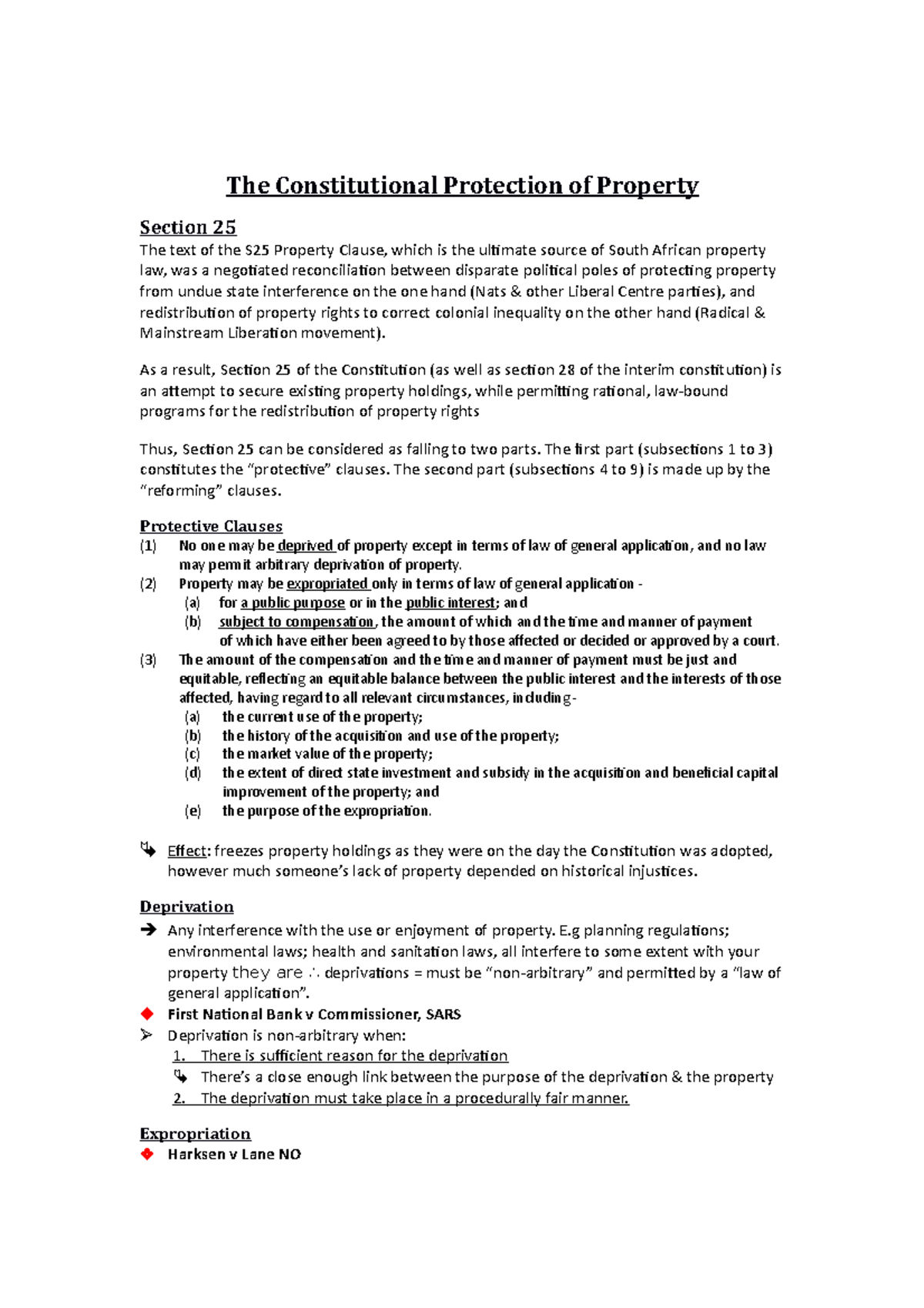 Section 25 - The Constitutional Protection of Property Section 25 The ...