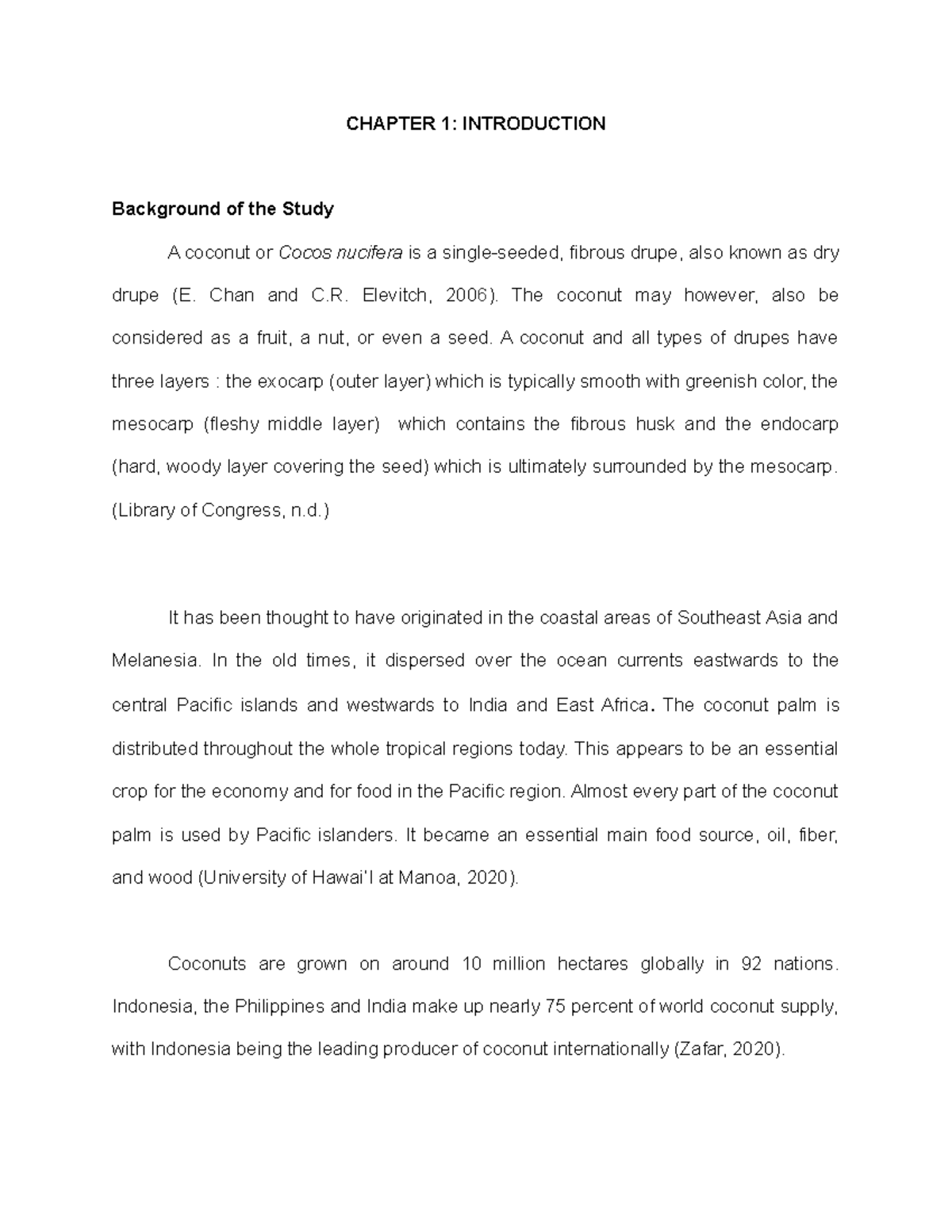 A Research Paper About Coconut As A Material CHAPTER 1 INTRODUCTION