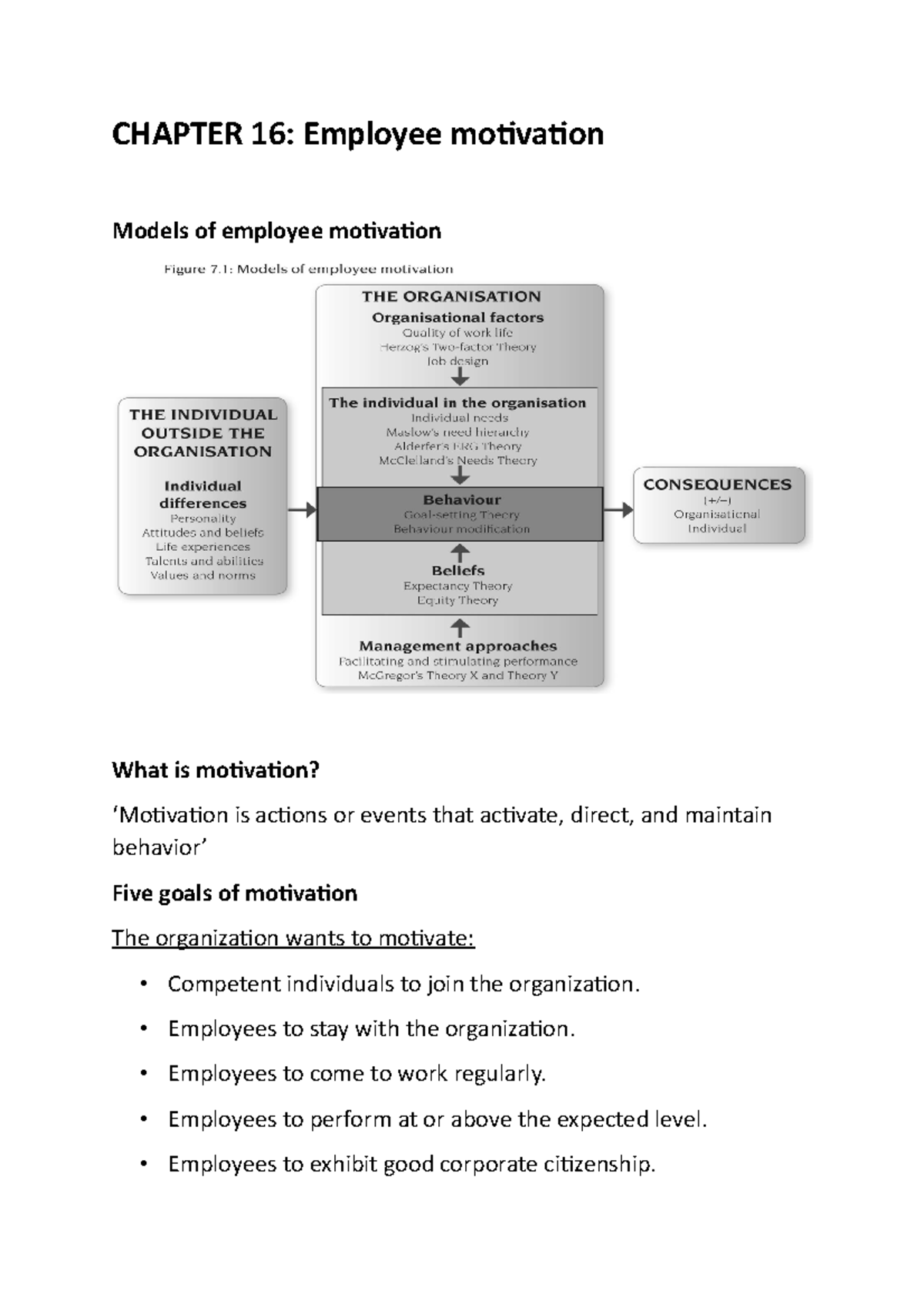 Chapter 15- Employee motivation - CHAPTER 16: Employee motivation ...
