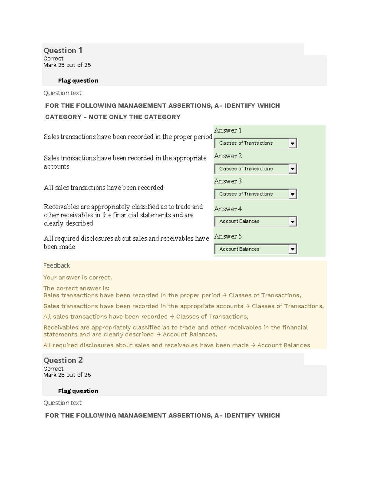 Test 1 aduit - Test - Question 1 Correct Mark 25 out of 25 Flag ...