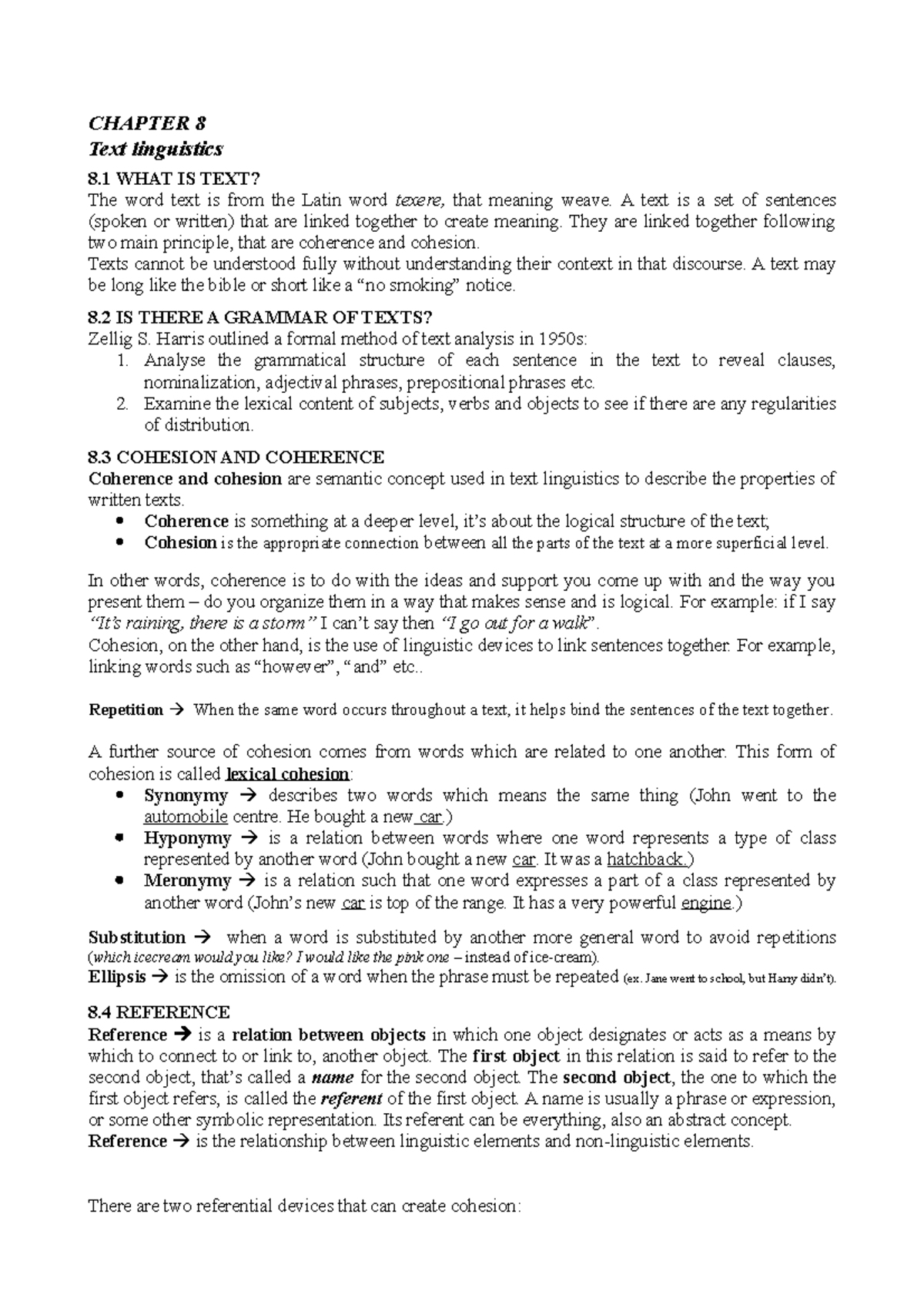 Lingua E Traduzione Inglese 2 Per Prova In Itinere CHAPTER 8 Text