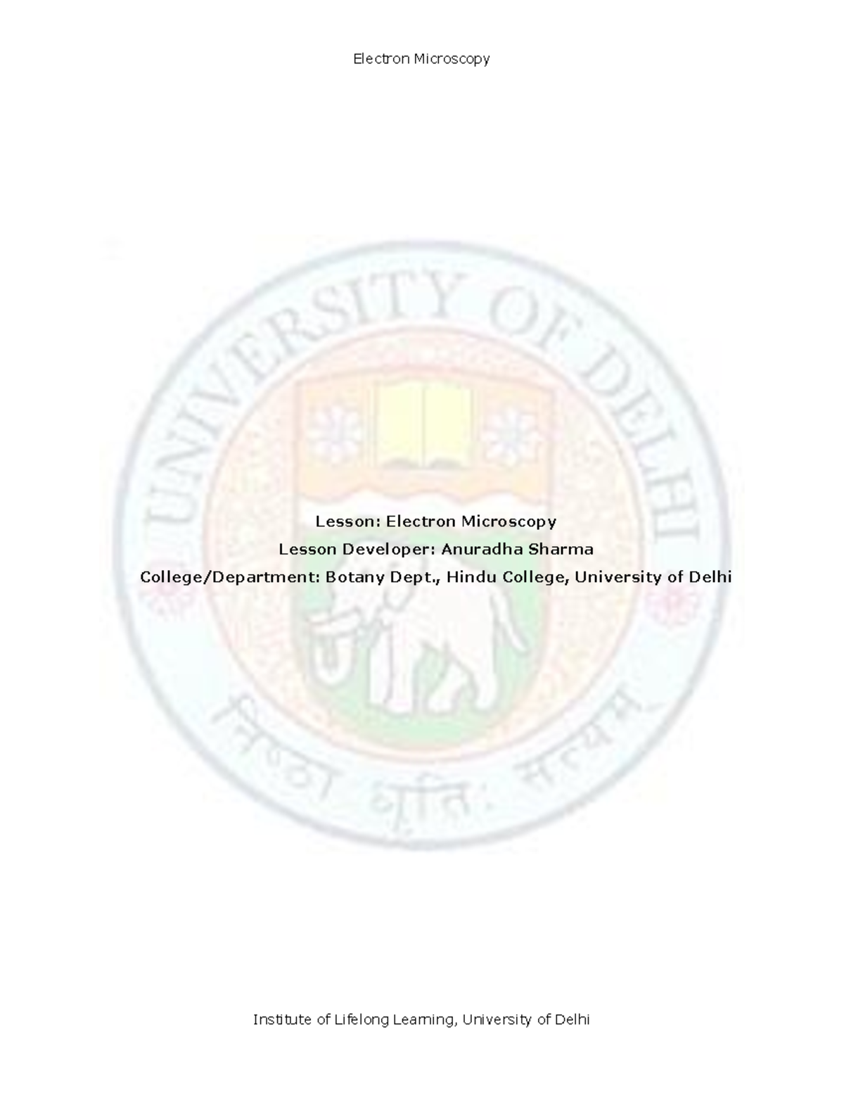 Electron microscopy - Study meterial - Lesson: Electron Microscopy ...