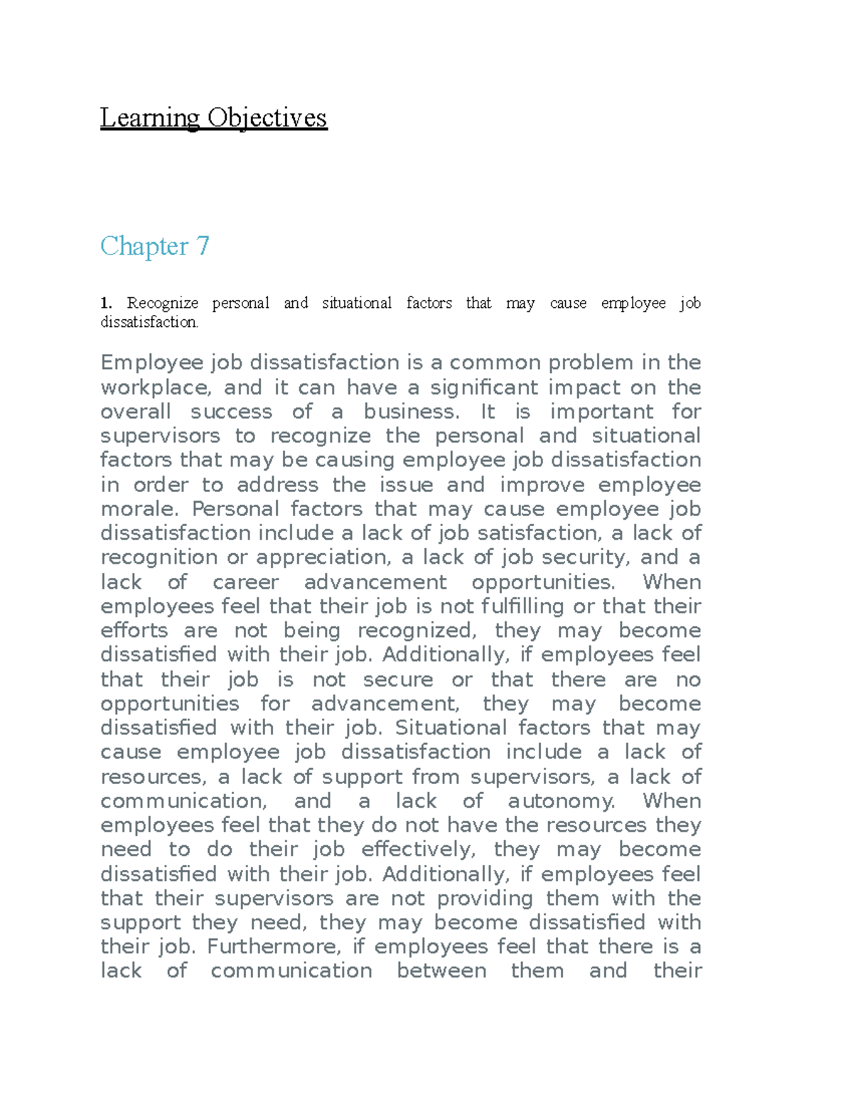 Chapter 7 - Supervision Learning Objectives - Learning Objectives ...