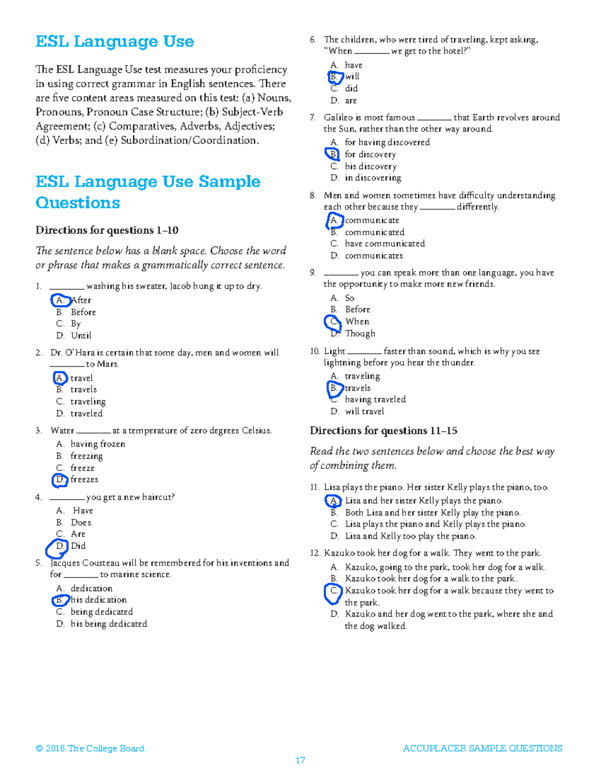 USE - asf - ESL Language Use The ESL Language Use test measures your ...