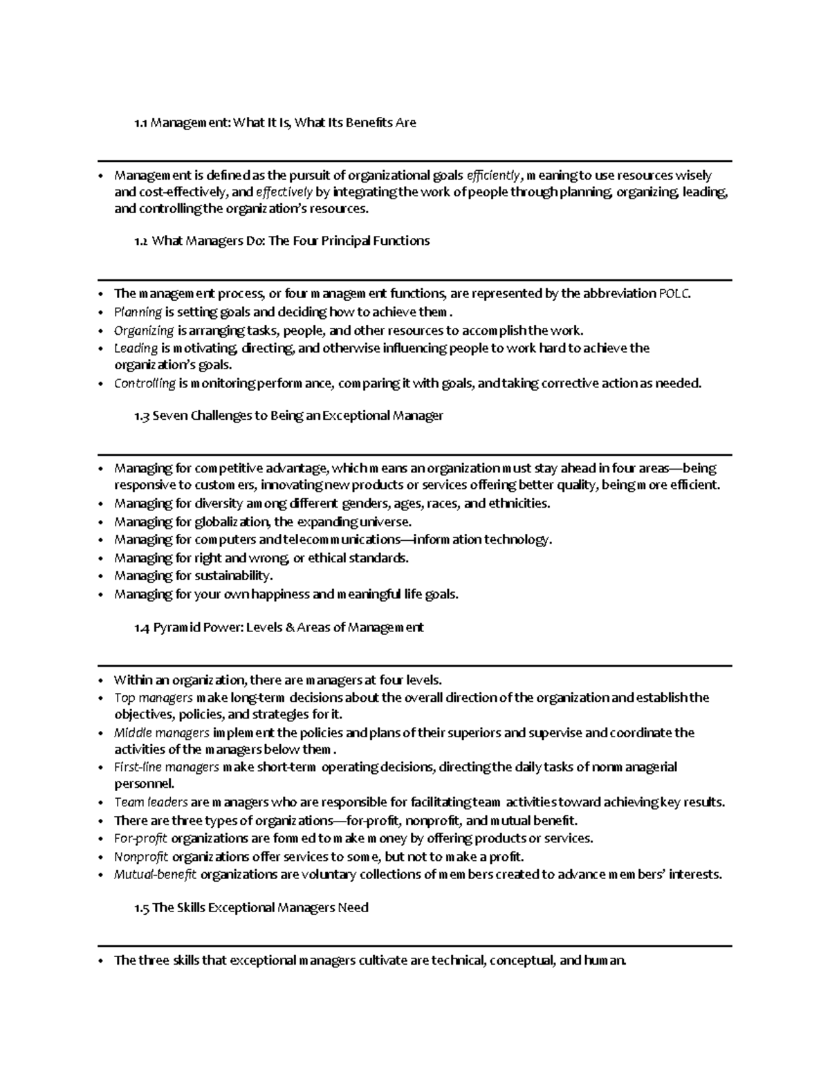 Study Material for Final - 1 Management: What It Is, What Its Benefits ...