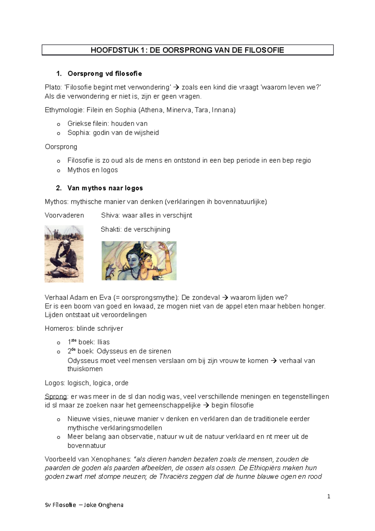 SV FILO - SV FILO ORTHOPEDAGOGIE - HOOFDSTUK 1: DE OORSPRONG VAN DE FILOSOFIE 1. Oorsprong vd ...