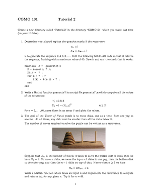 Tutorial 3 - COMO 101 Tutorial 3 (Pen and paper) Find the fixed points ...