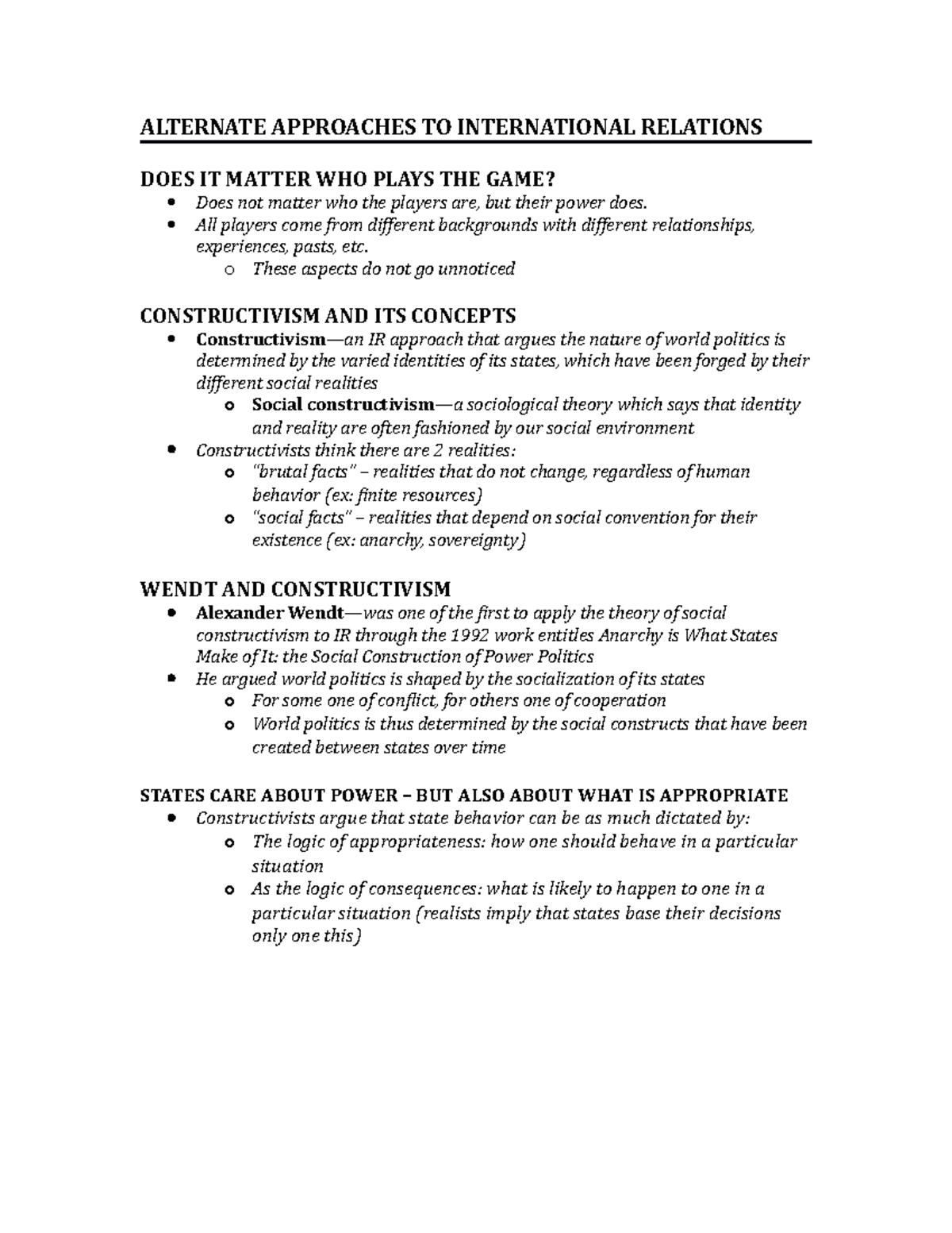 Lecture 6-Alternate Approaches - ALTERNATE APPROACHES TO INTERNATIONAL ...