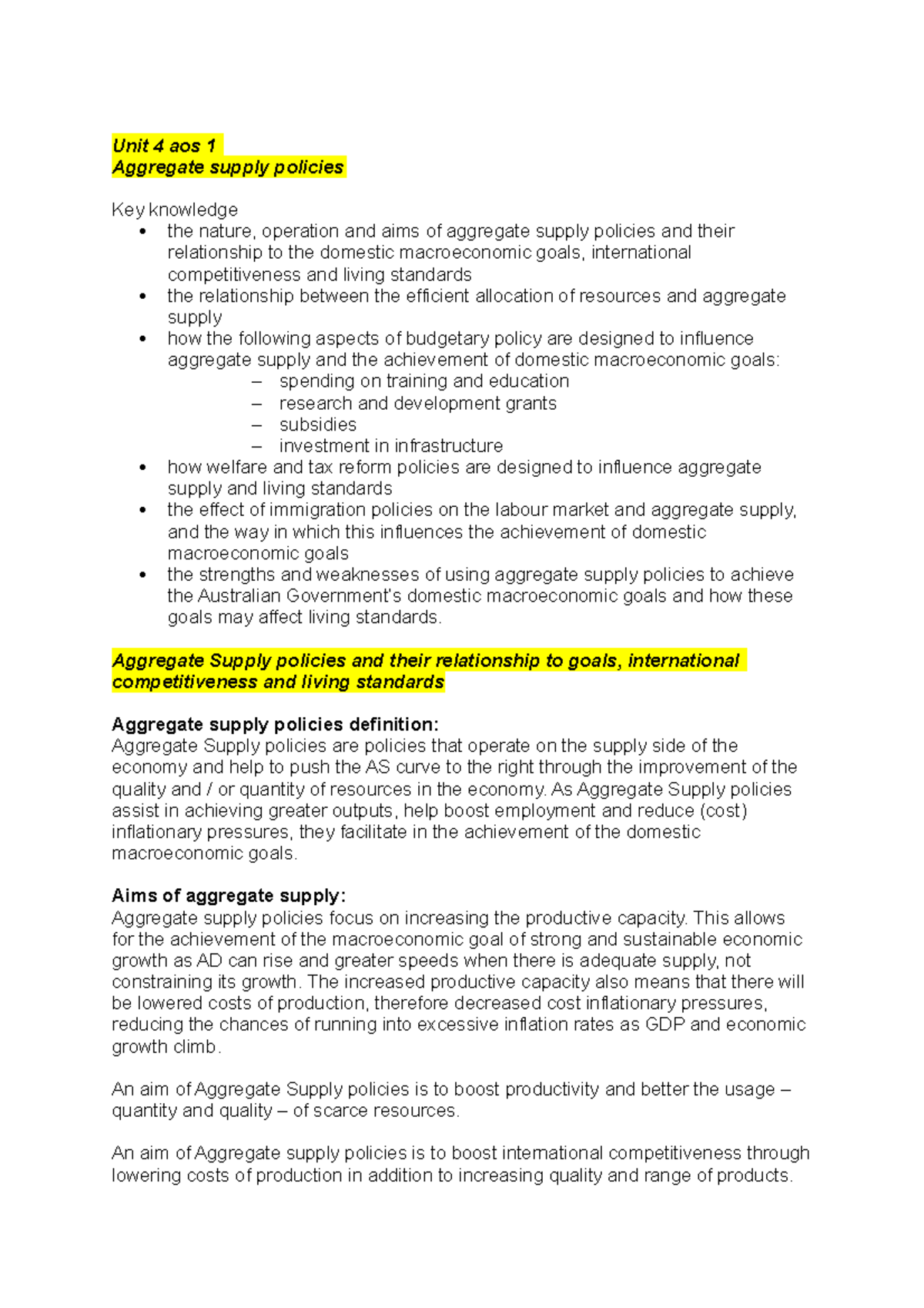 Nd1Y-mega-doc-u4aos2 - Unit 4 aos 1 Aggregate supply policies Key ...