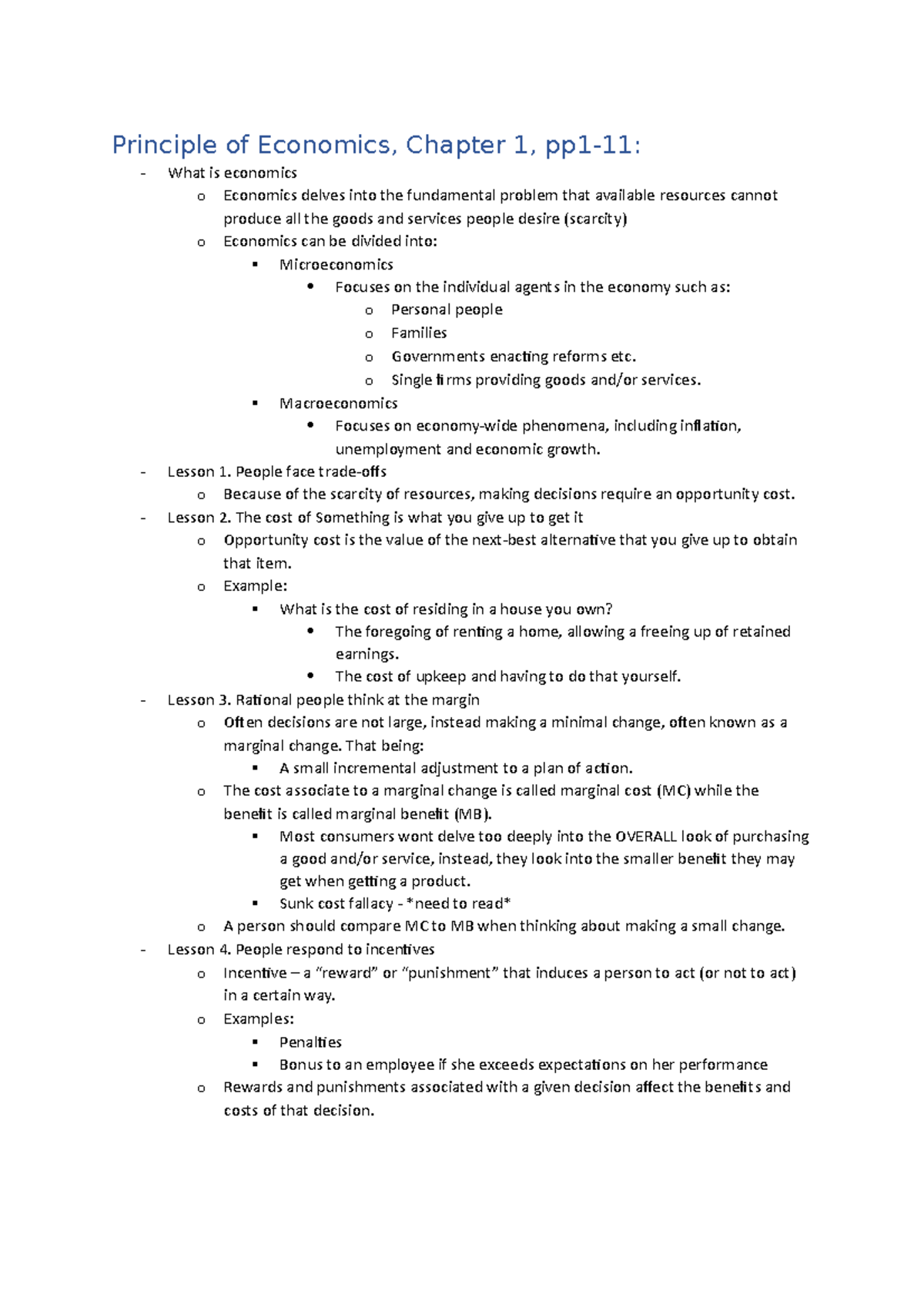 Chapter 1 Principle of Economics - Principle of Economics, Chapter 1 ...