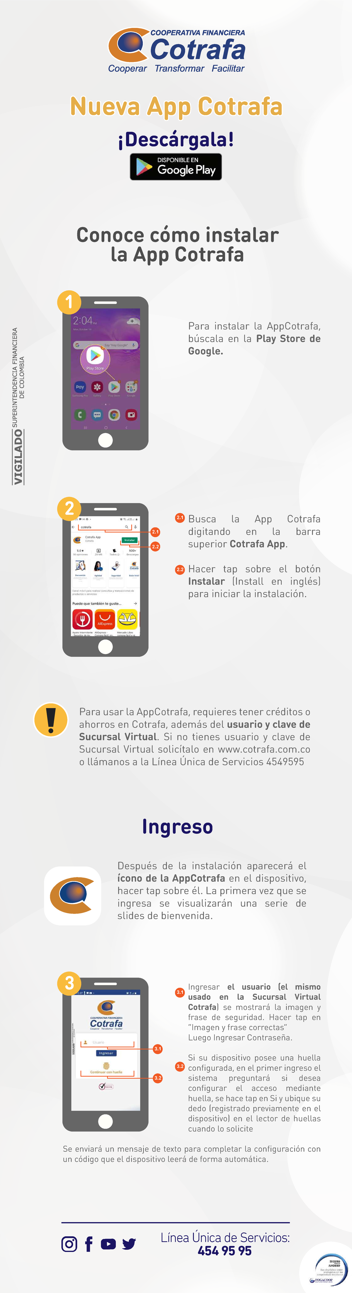 Instalacion app cotrafa - Ingreso Conoce cómo instalar la App Cotrafa 454 95 95 Línea Única de ...