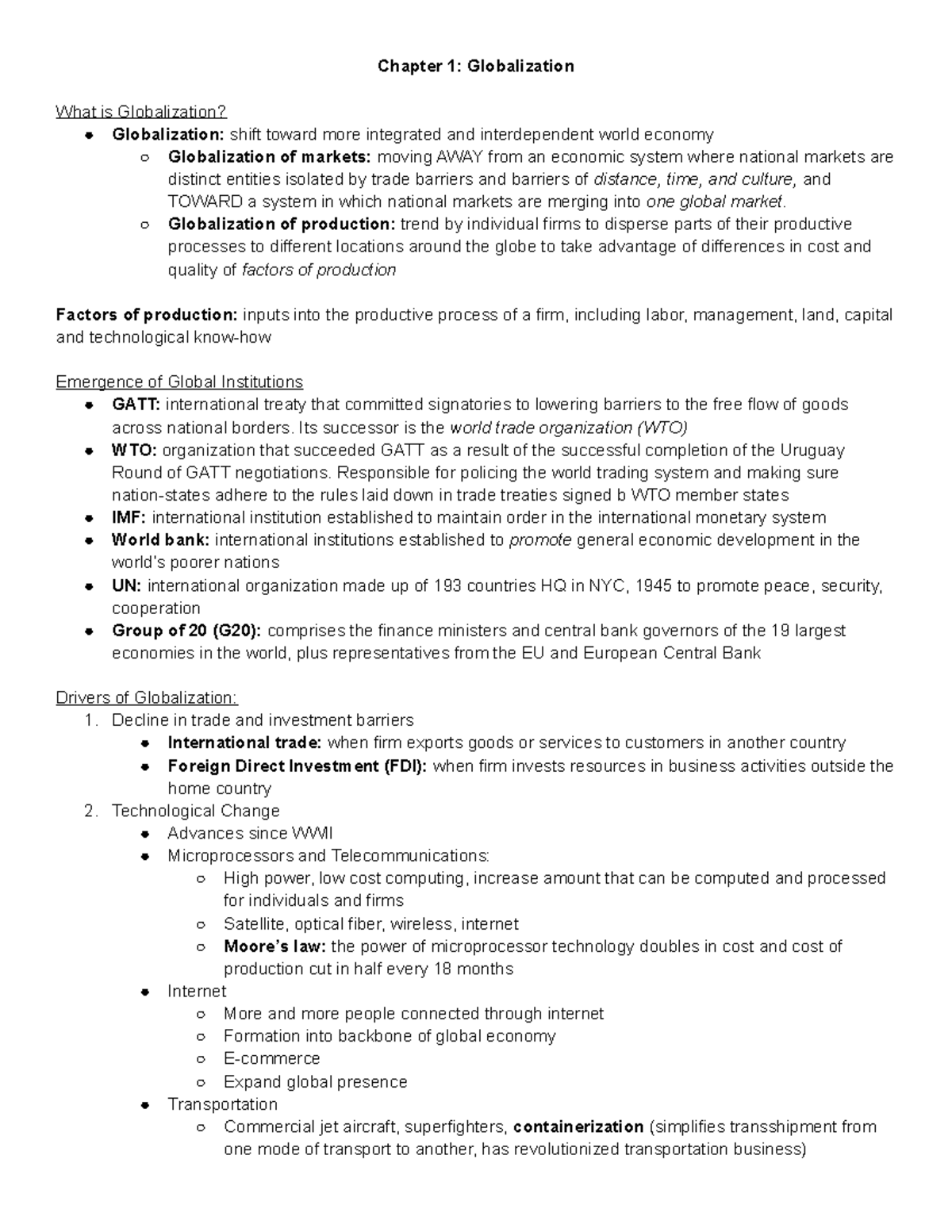 Chapter 1 Globalization - Chapter 1: Globalization What is ...