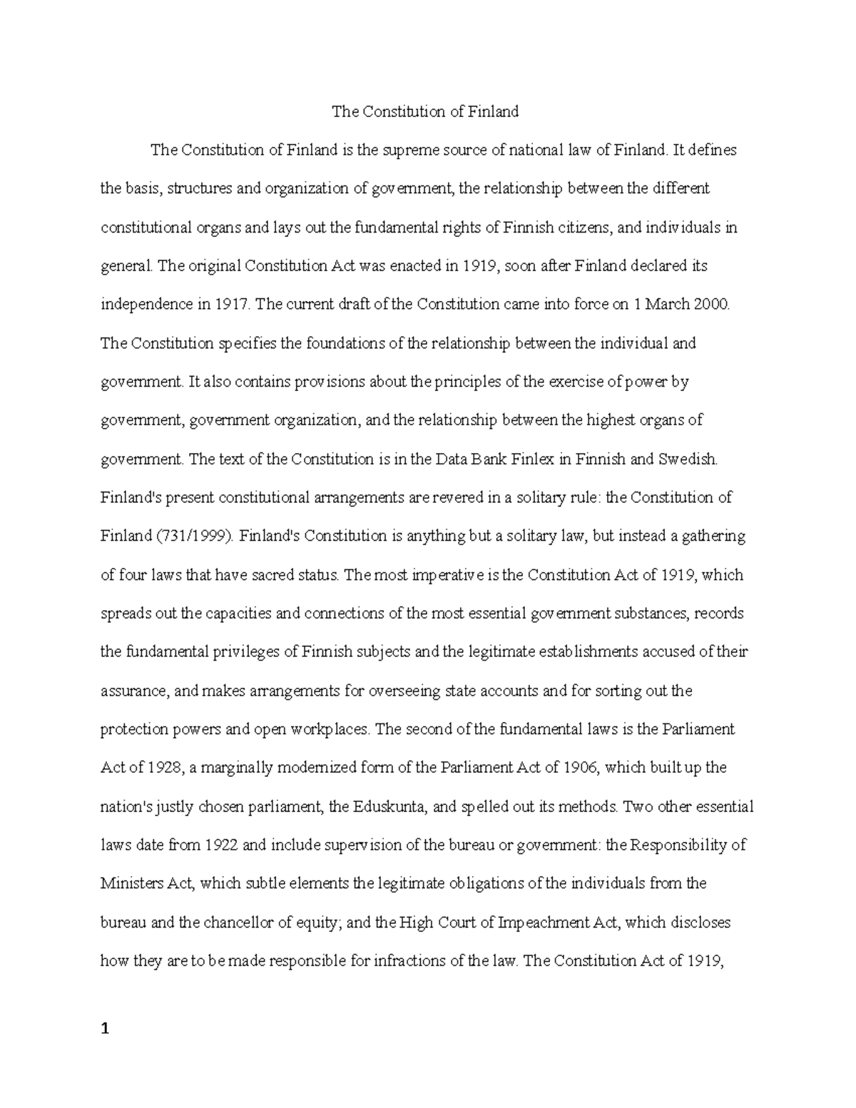 The Group Project ( Finland) - The Constitution of Finland The ...