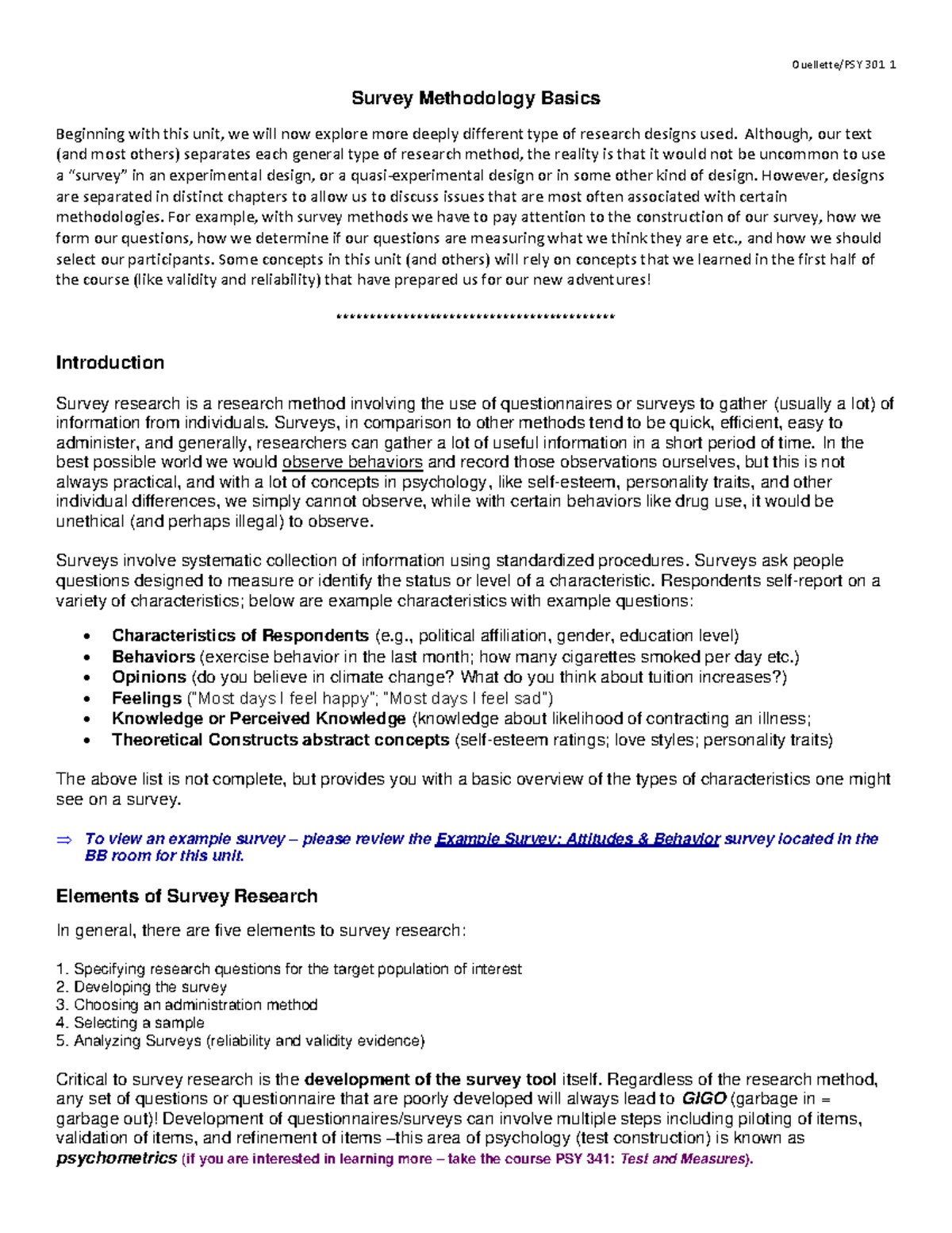 Survey Methbasics Lecture Notes Survey Methodology Basics Beginning With This Unit We Will
