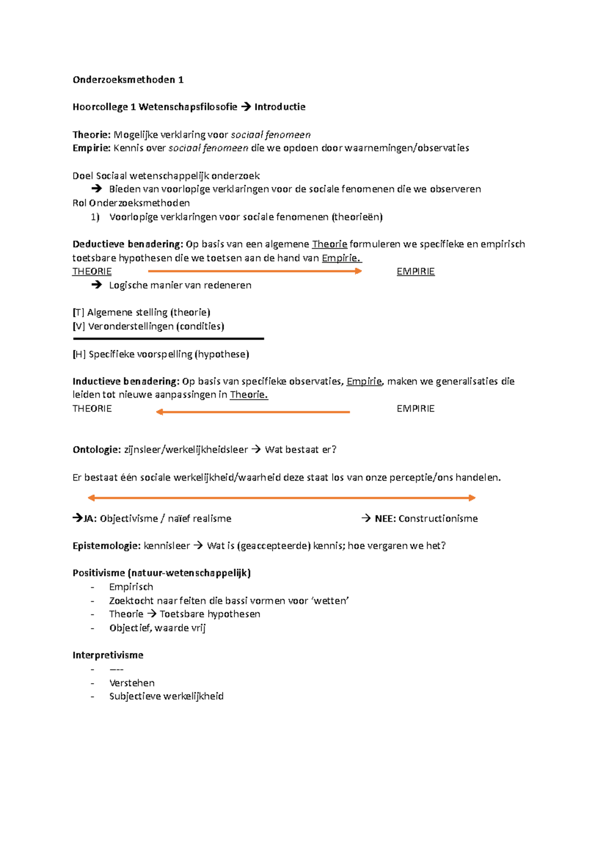 Onderzoeksmethoden 1 - Samenvatting - Onderzoeksmethoden 1 Hoorcollege ...