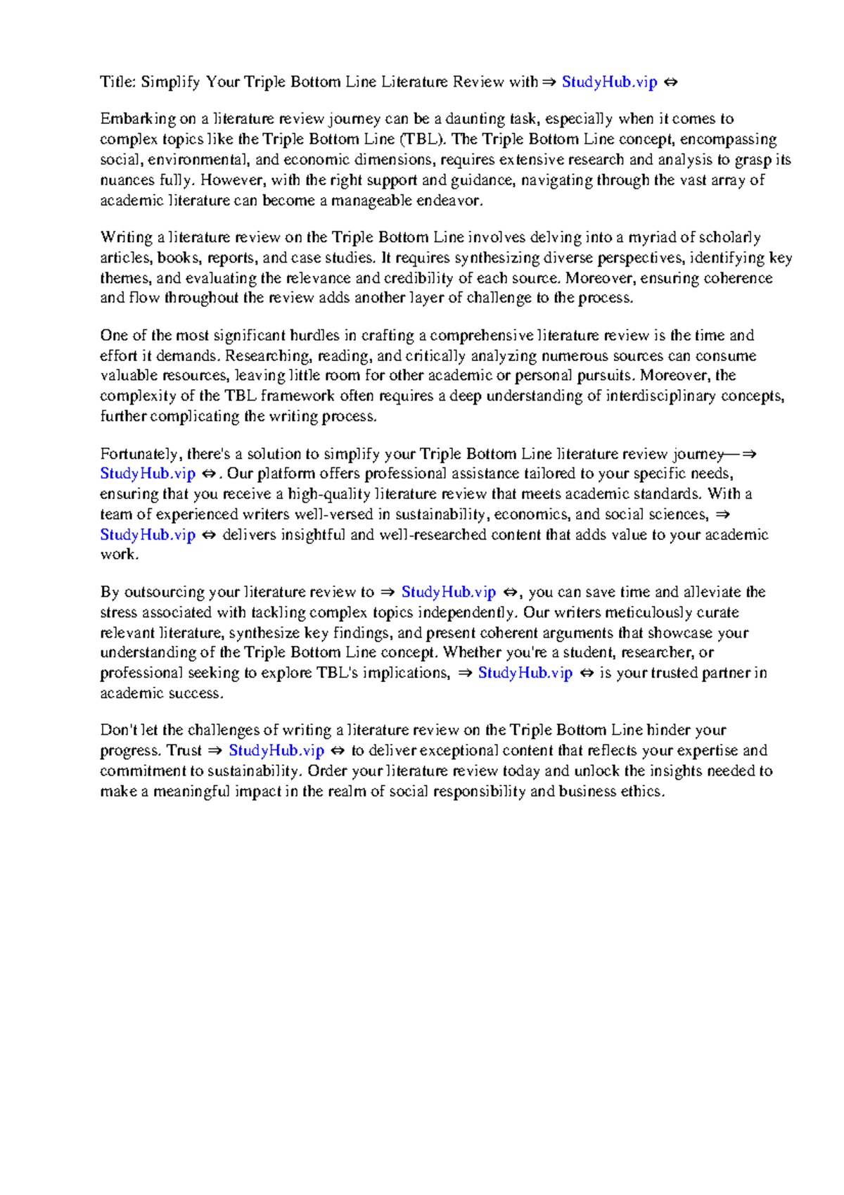 Triple Bottom Line Literature Review - The Triple Bottom Line concept ...