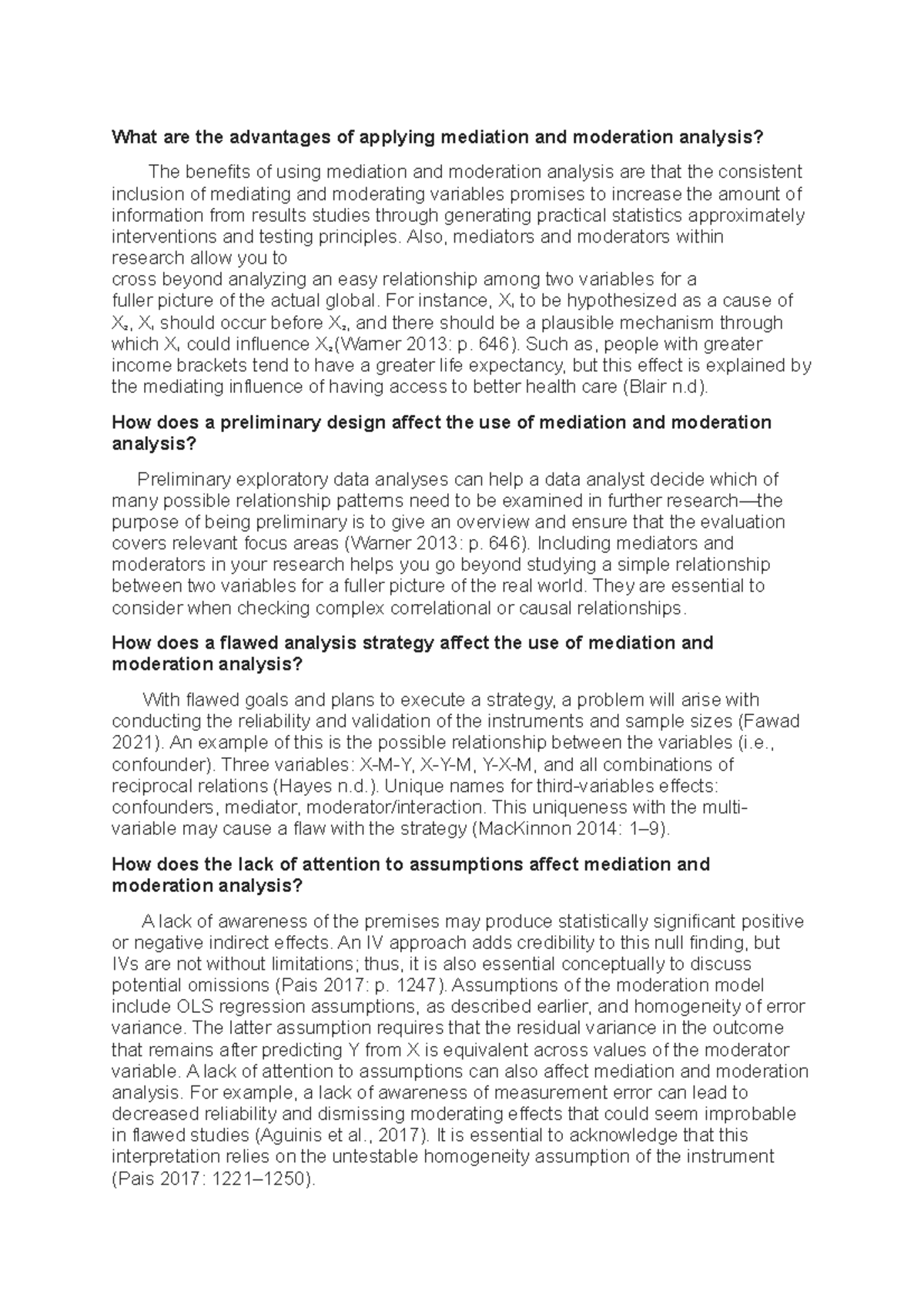What are the advantages of applying mediation and moderation analysis ...