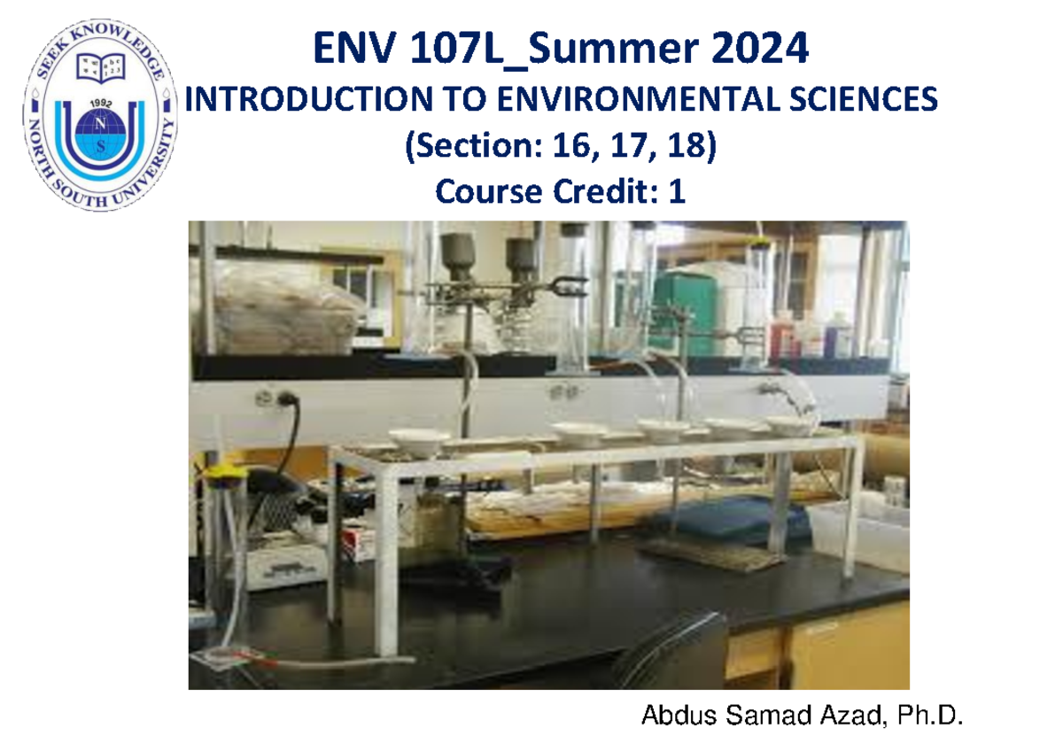 Lecture 1 - Environment and Scientific Method - ENV 107L_Summer 2024 ...