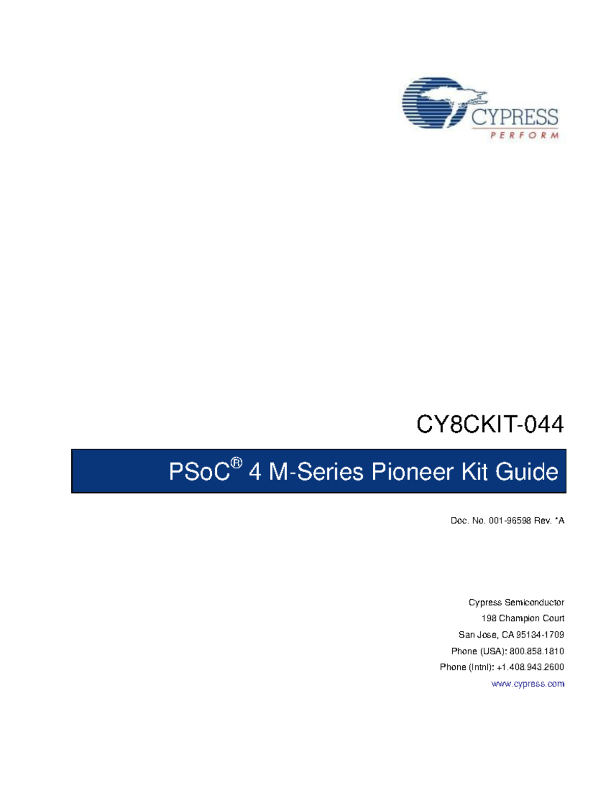 CY8CKIT-044 PSo C4M-Series Pioneer Kit Guide - CY8CKIT- PSoC ® 4 M ...