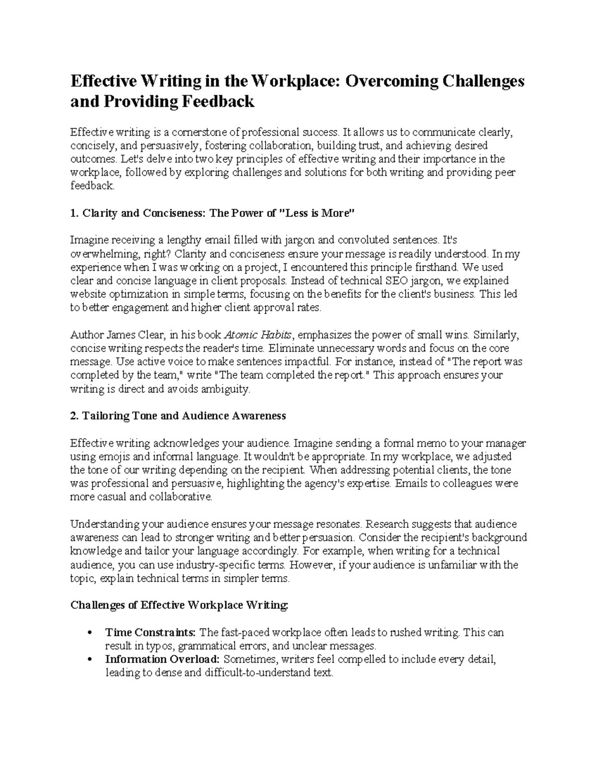 Learning journal unit 2 engl 1102 - Effective Writing in the Workplace ...