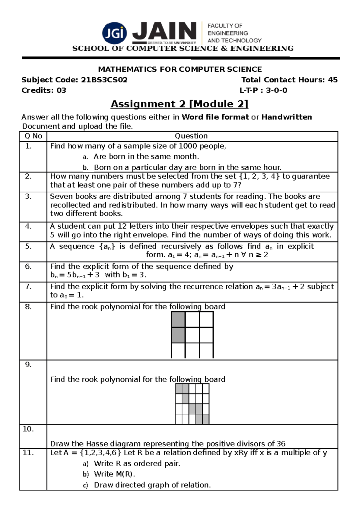 Mathematics FOR Computer Science Assignment 2 - MATHEMATICS FOR COMPUTER SCIENCE Subject Code ...
