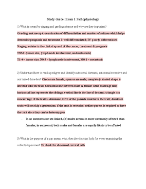 Study Guide Exam 1 - exam 1 - Study Guide: Exam 1 Pathophysiology What ...