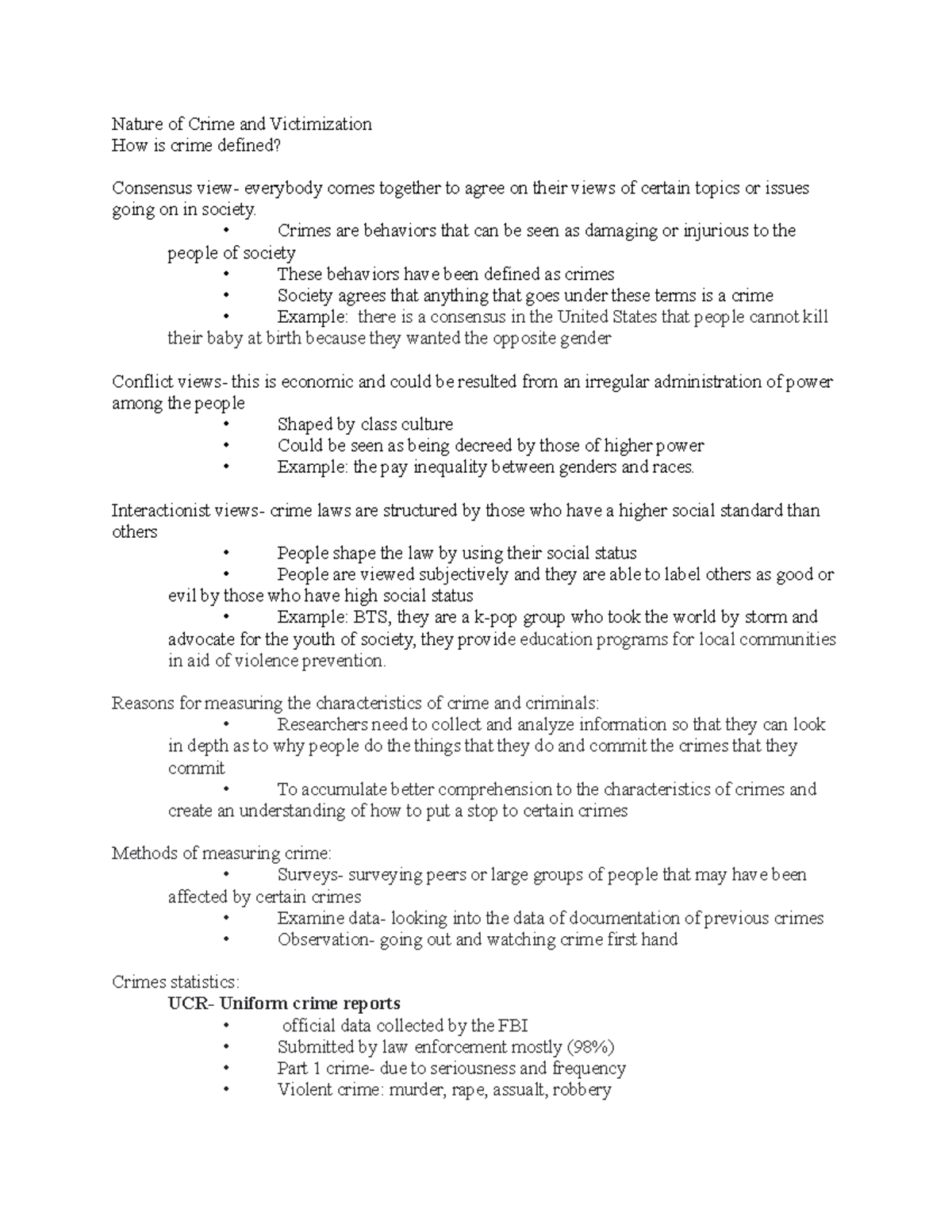 Crm 110 notes-Nature of Crime and Victimization - Nature of Crime and ...