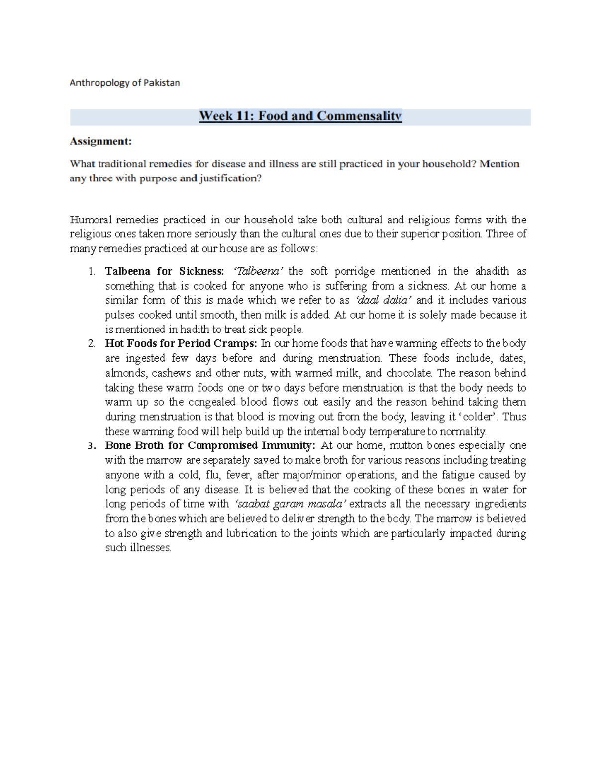 food and commensality - Humoral remedies practiced in our household ...